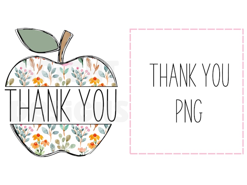 Thank You Apple Clipart Graphic 300dpi Transparent Png. - Etsy