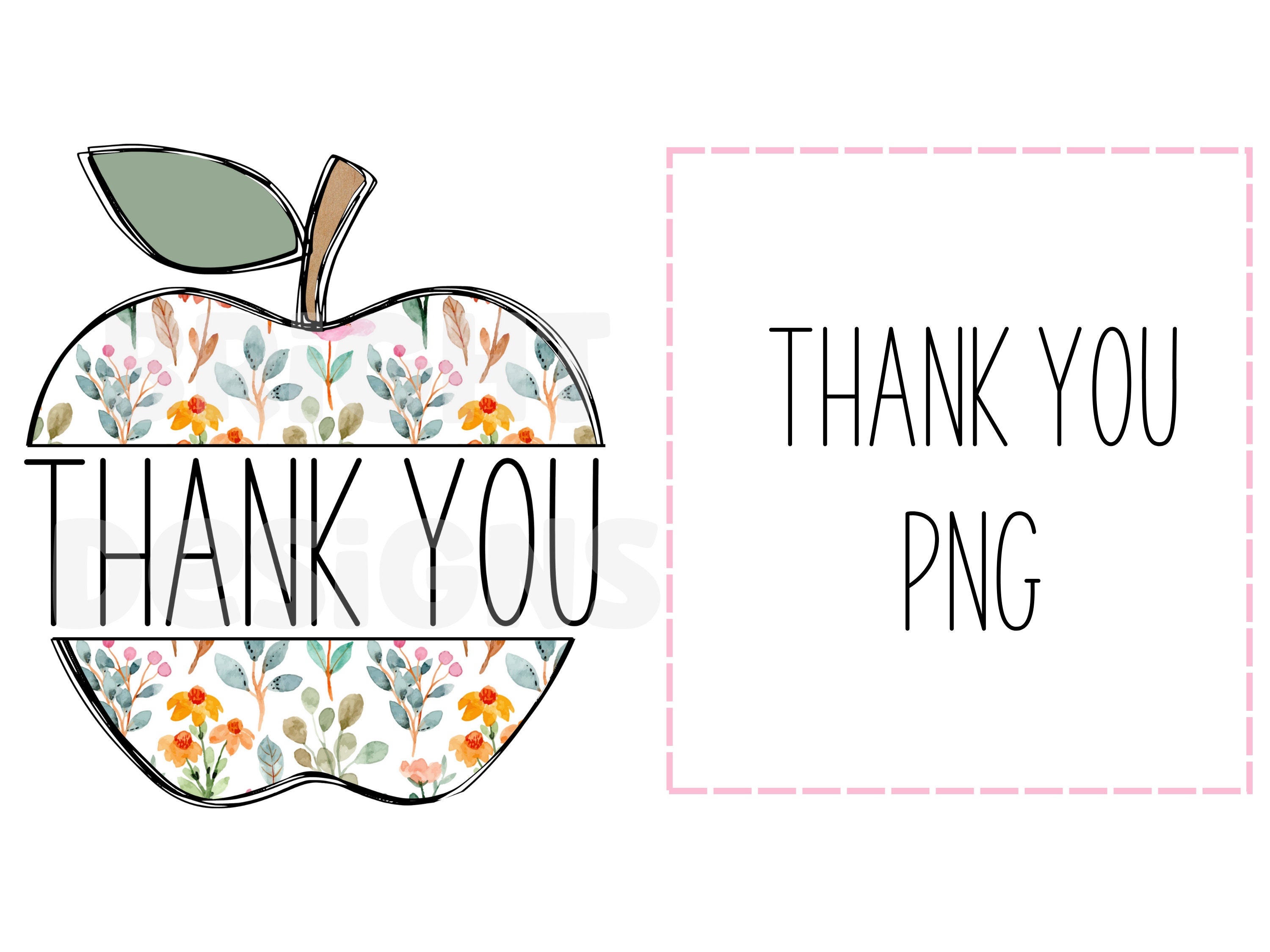 Thank You Apple Clipart Graphic 300dpi Transparent Png. - Etsy