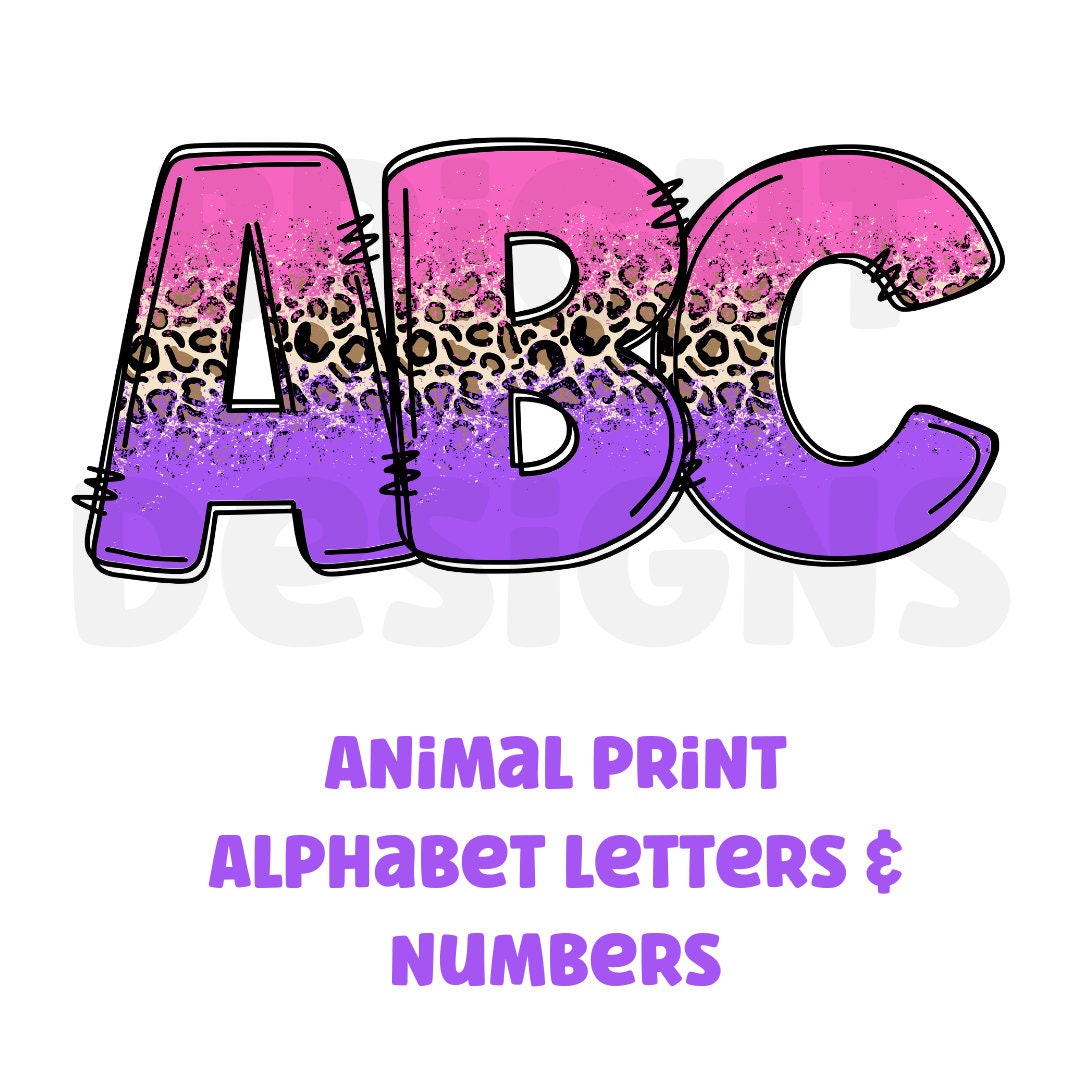 Pink & Purple Animal Print Alphabet Png Clipart Letters 300dpi ...