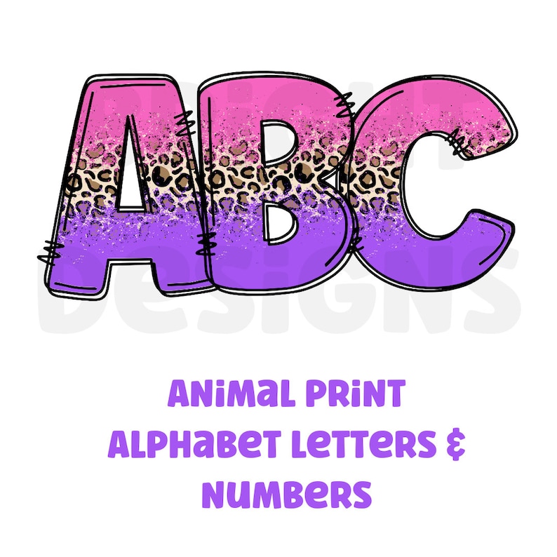 Pink & Purple Animal Print Alphabet Png Clipart Letters 300dpi ...