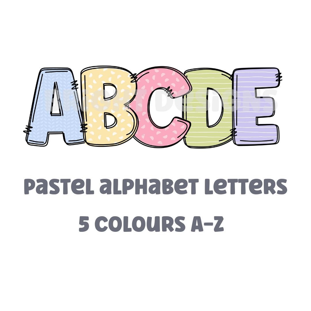 Pastel Clipart Letters 300dpi Transparent Png. 5 Styles of Alphabet ...