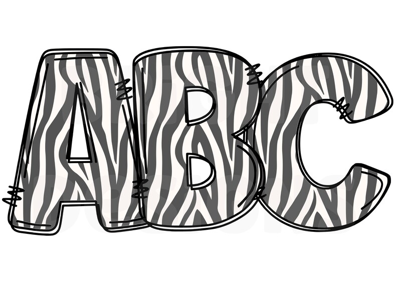 Black and White Animal Print Alphabet Clipart Letters 300dpi - Etsy