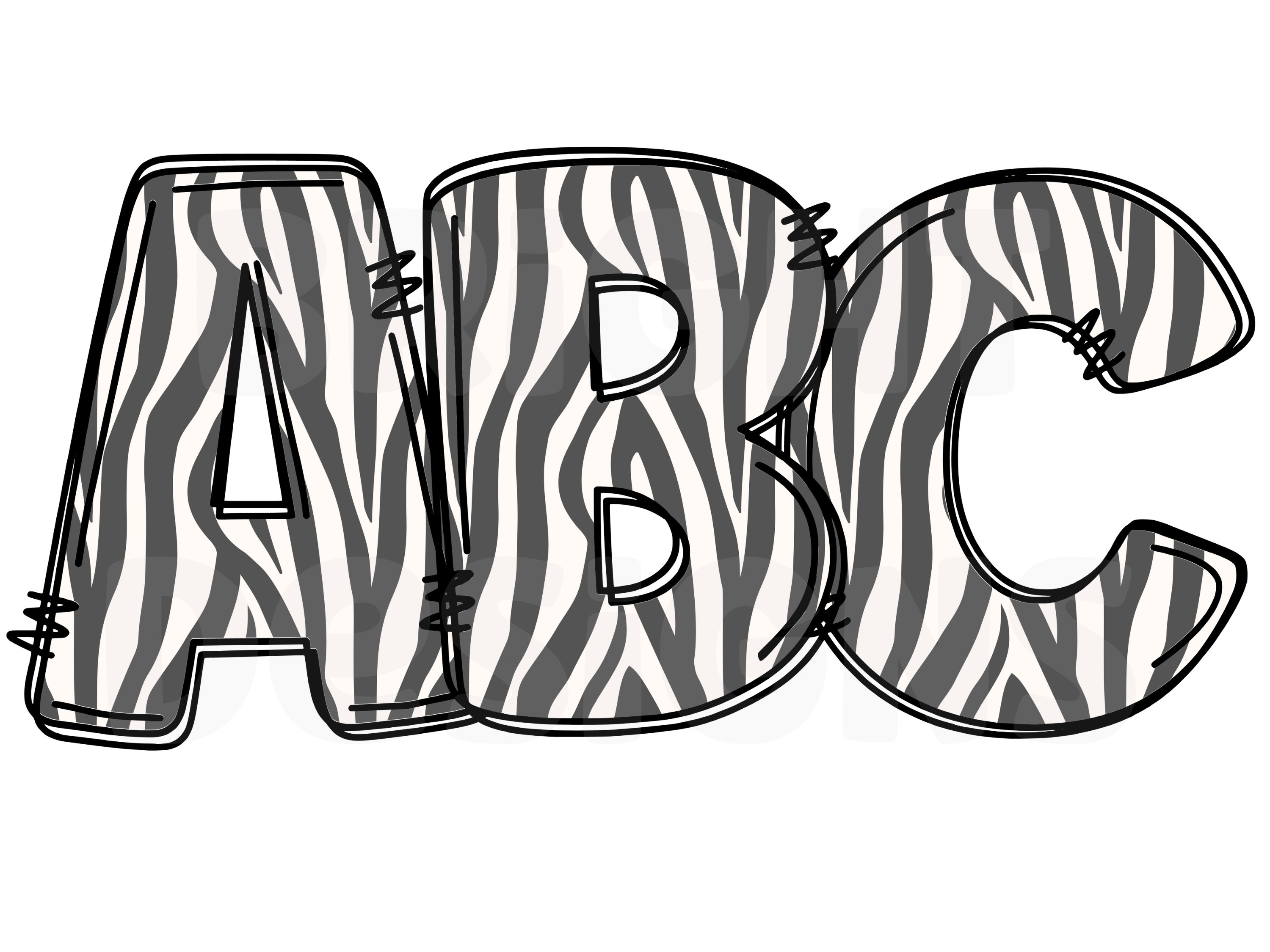 Black and White Animal Print Alphabet Clipart Letters 300dpi - Etsy