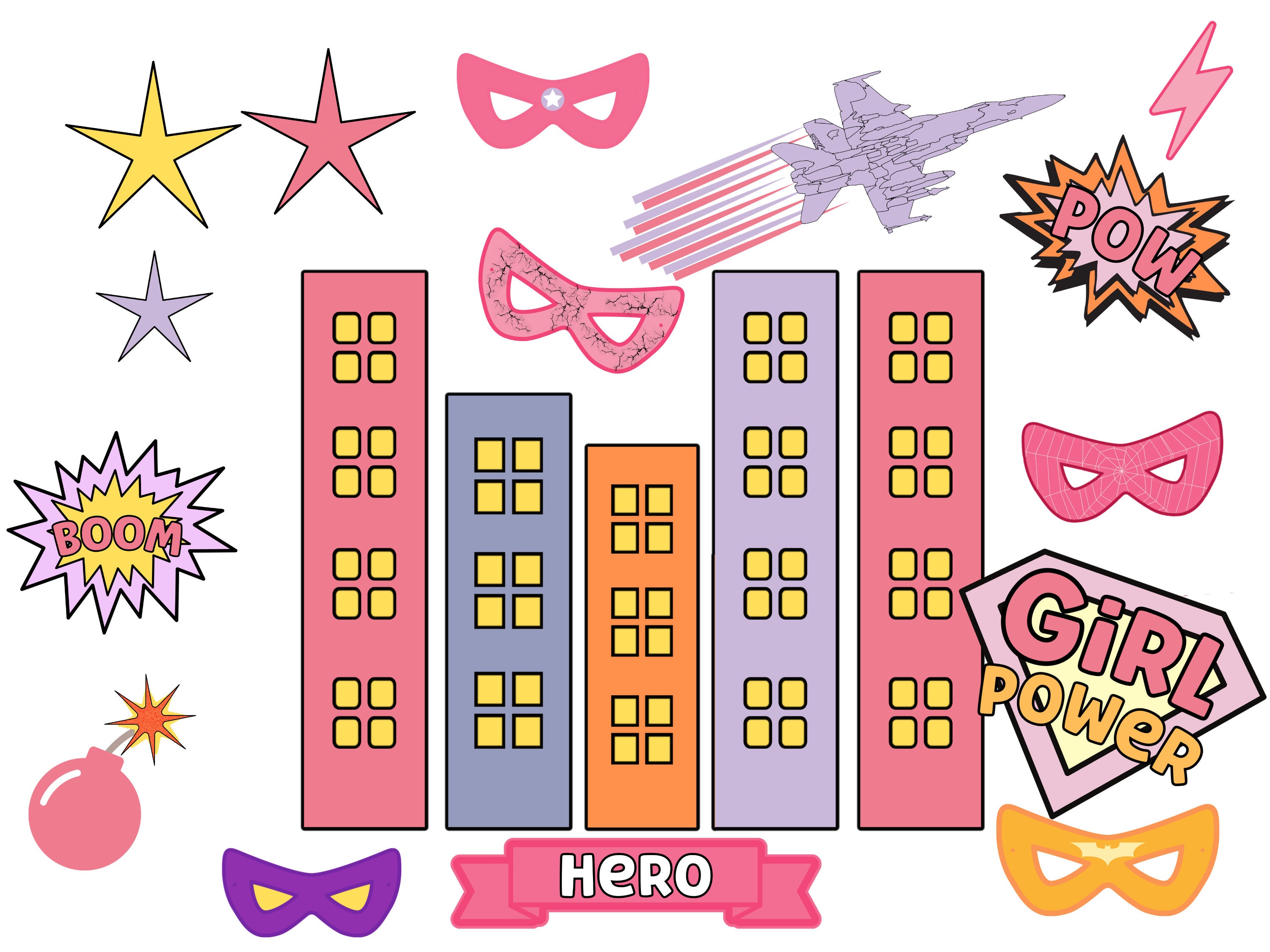 Girls Super Heroes Clipart Letters 300dpi Transparent Png. 5 - Etsy