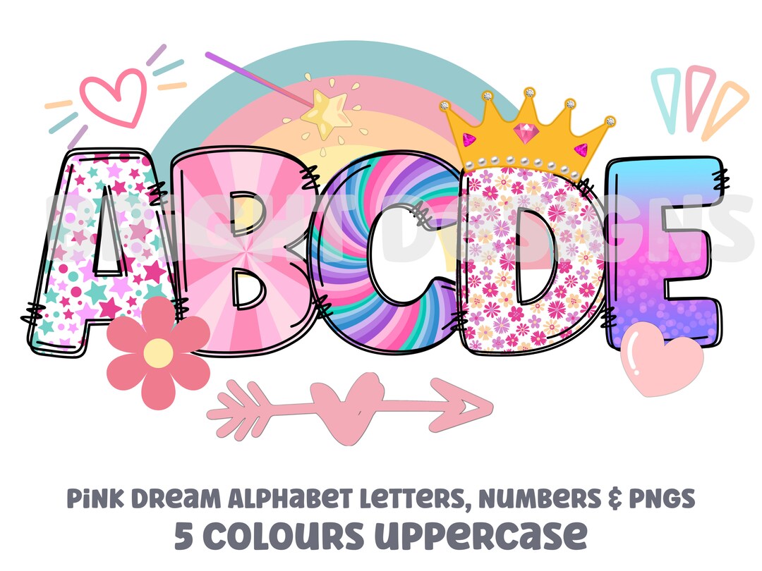 Pink Dream Alphabet Clipart Letters 300dpi Transparent Png. 5 - Etsy