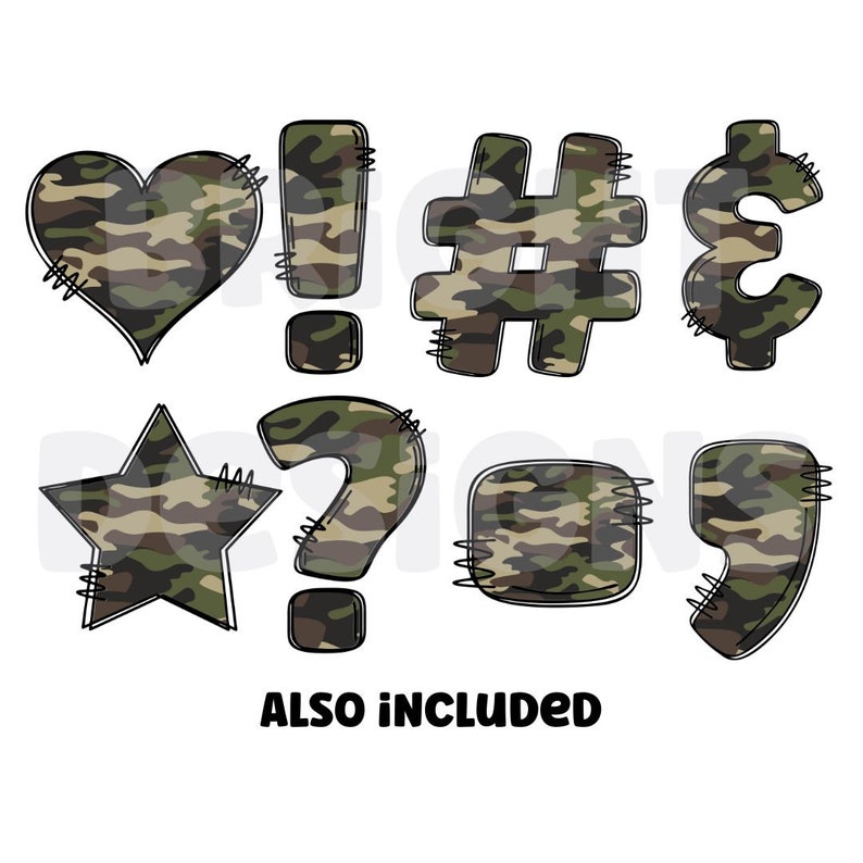 Green Camouflage Alphabet Letters - Transparent Pngs of A-Z Uppercase ...