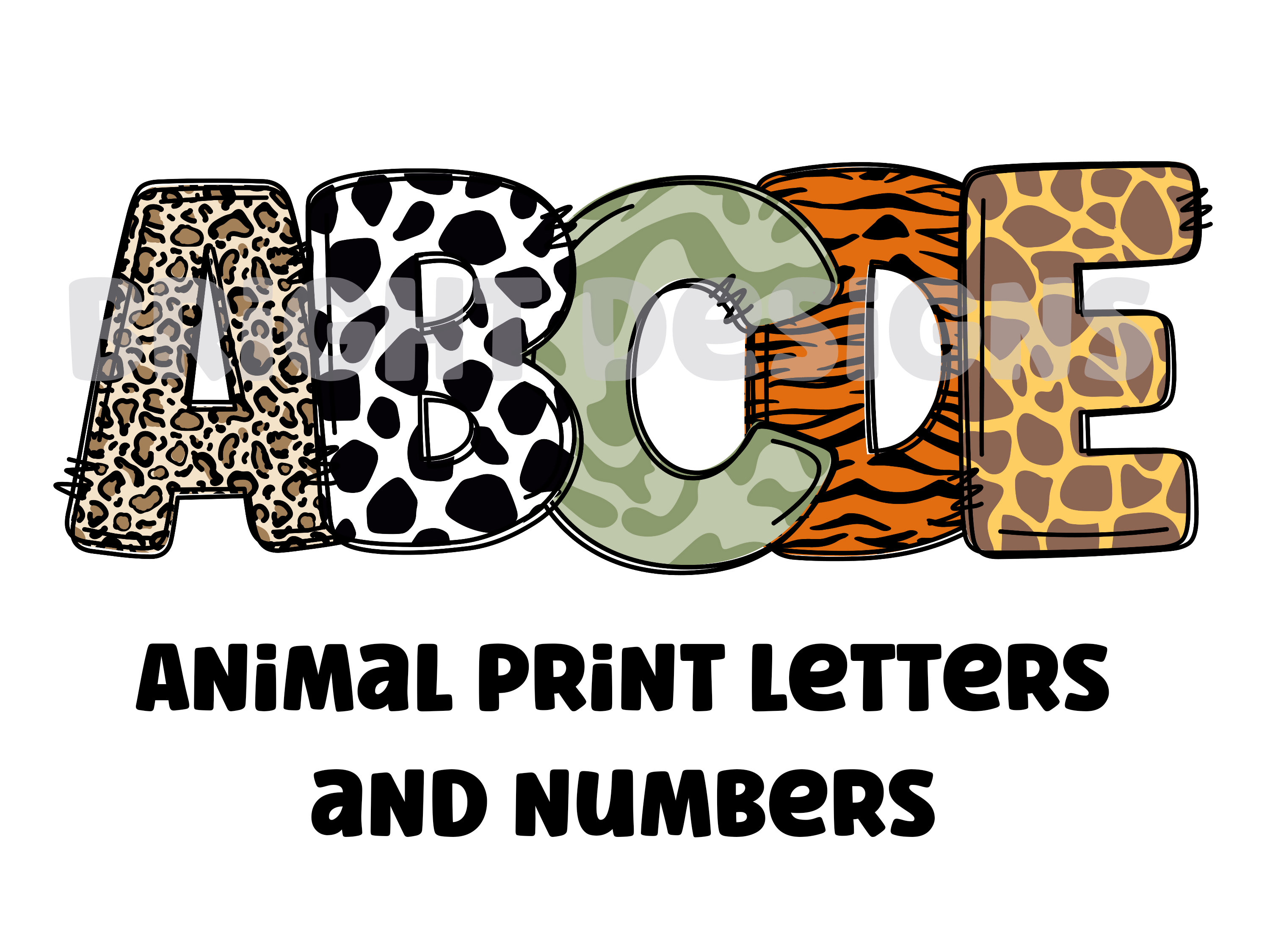 Animal Print Clipart Letters 300dpi Transparent Png. 5 Styles - Etsy
