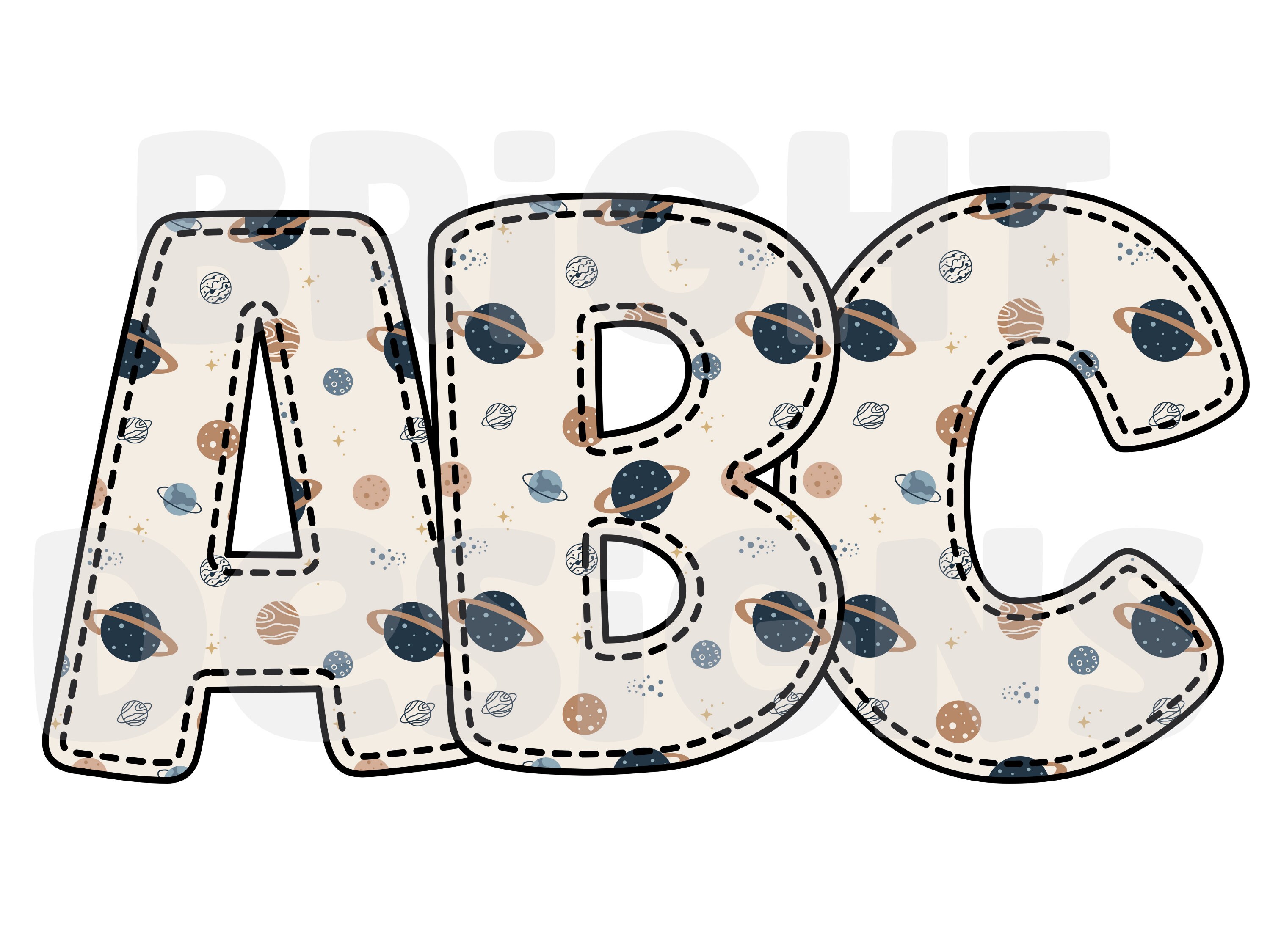 Space Clipart Letters 300dpi Transparent Png. 5 Styles of - Etsy