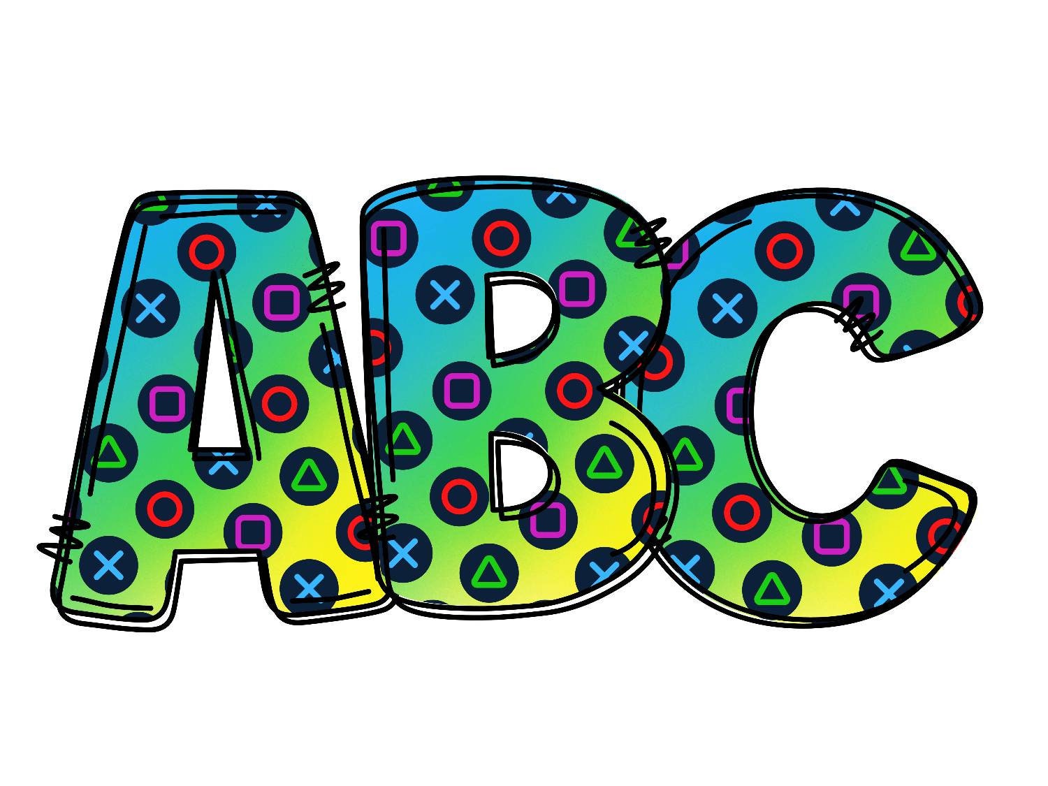 Gaming Clipart Letters 300dpi Transparent Png. 5 Styles of Alphabet ...