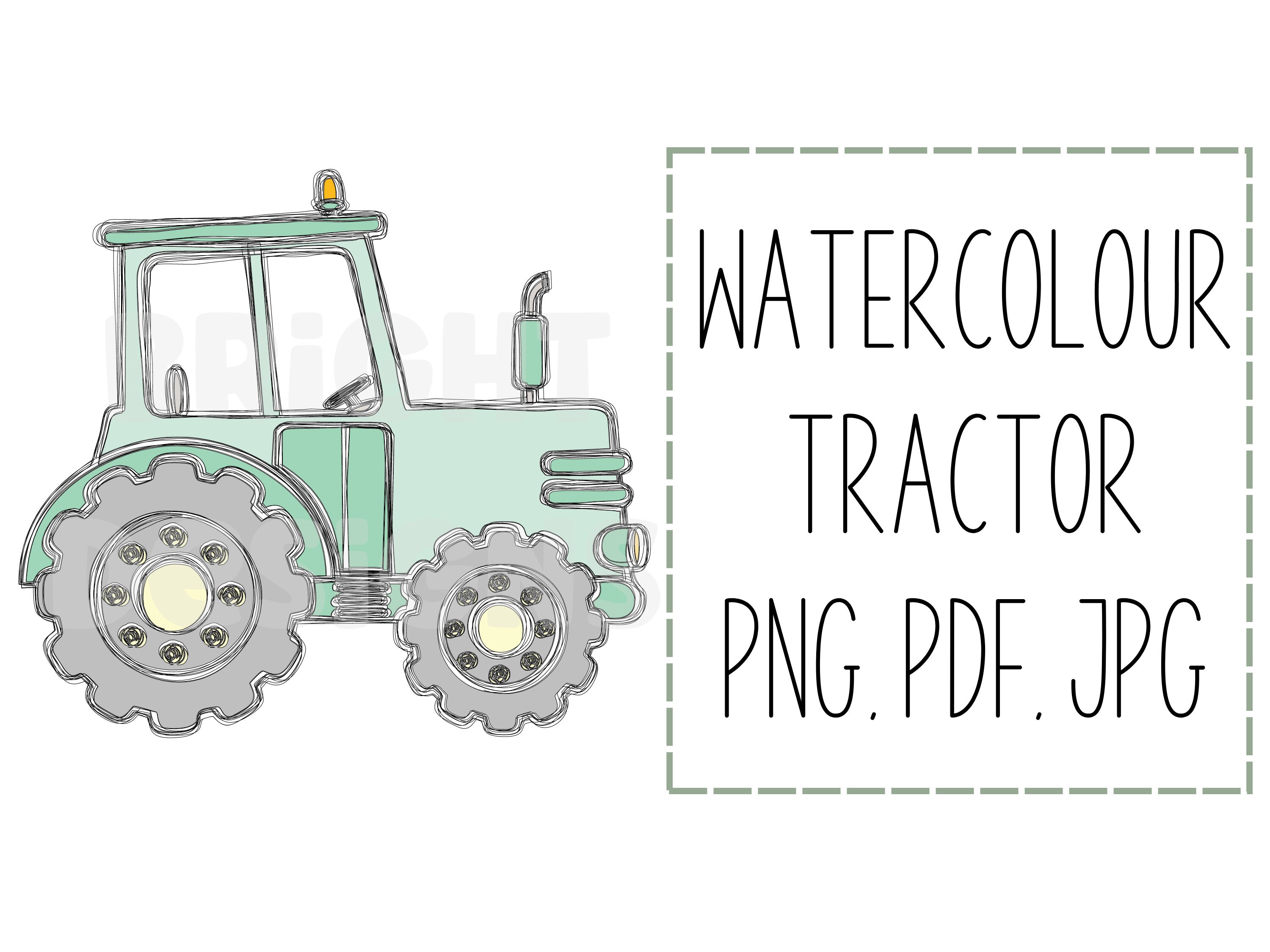 Watercolour Tractor Clipart Graphic 300dpi Transparent Png - Etsy