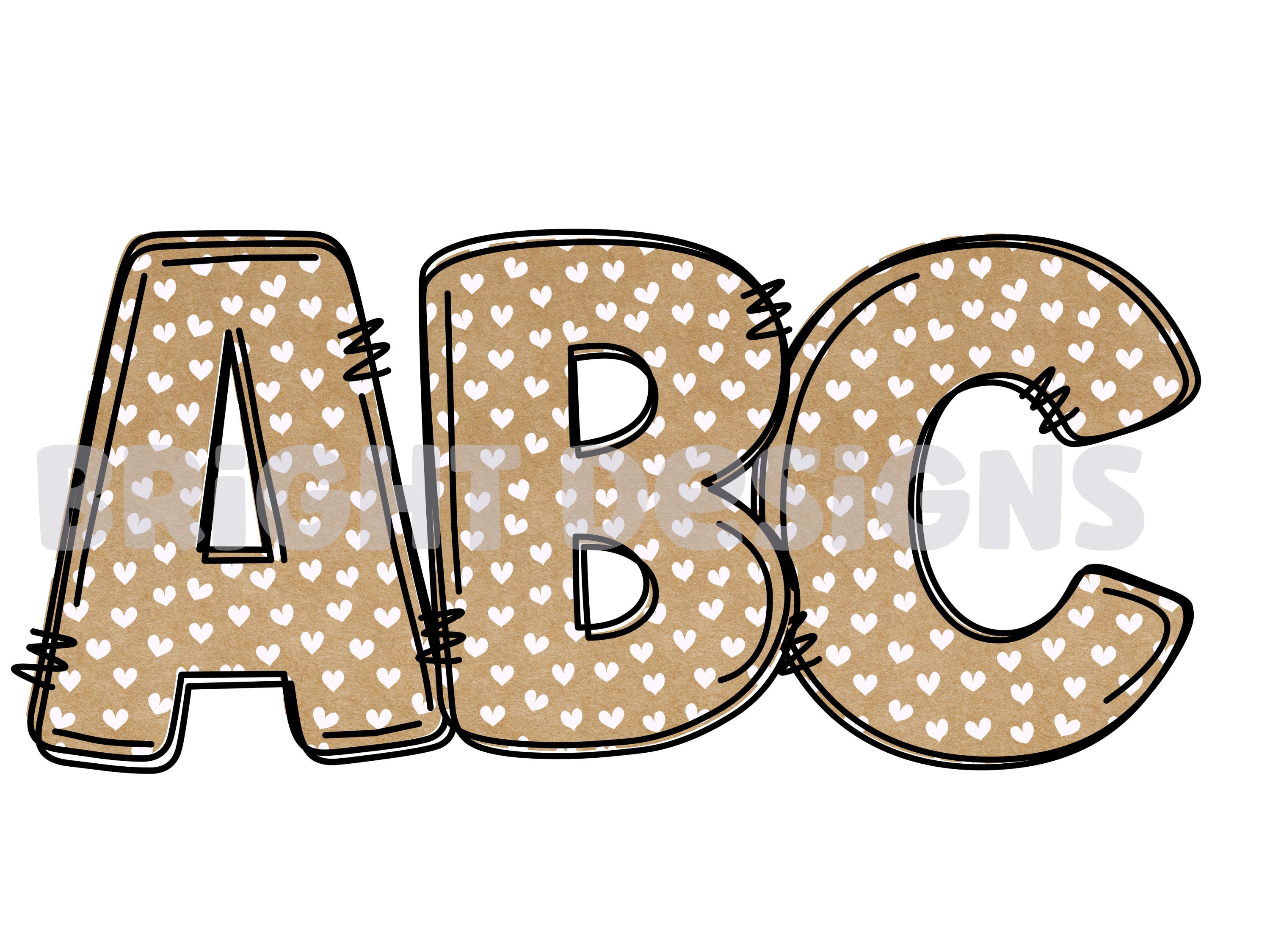 Heart Clipart Letters 300dpi Transparent Png. 5 Styles of - Etsy