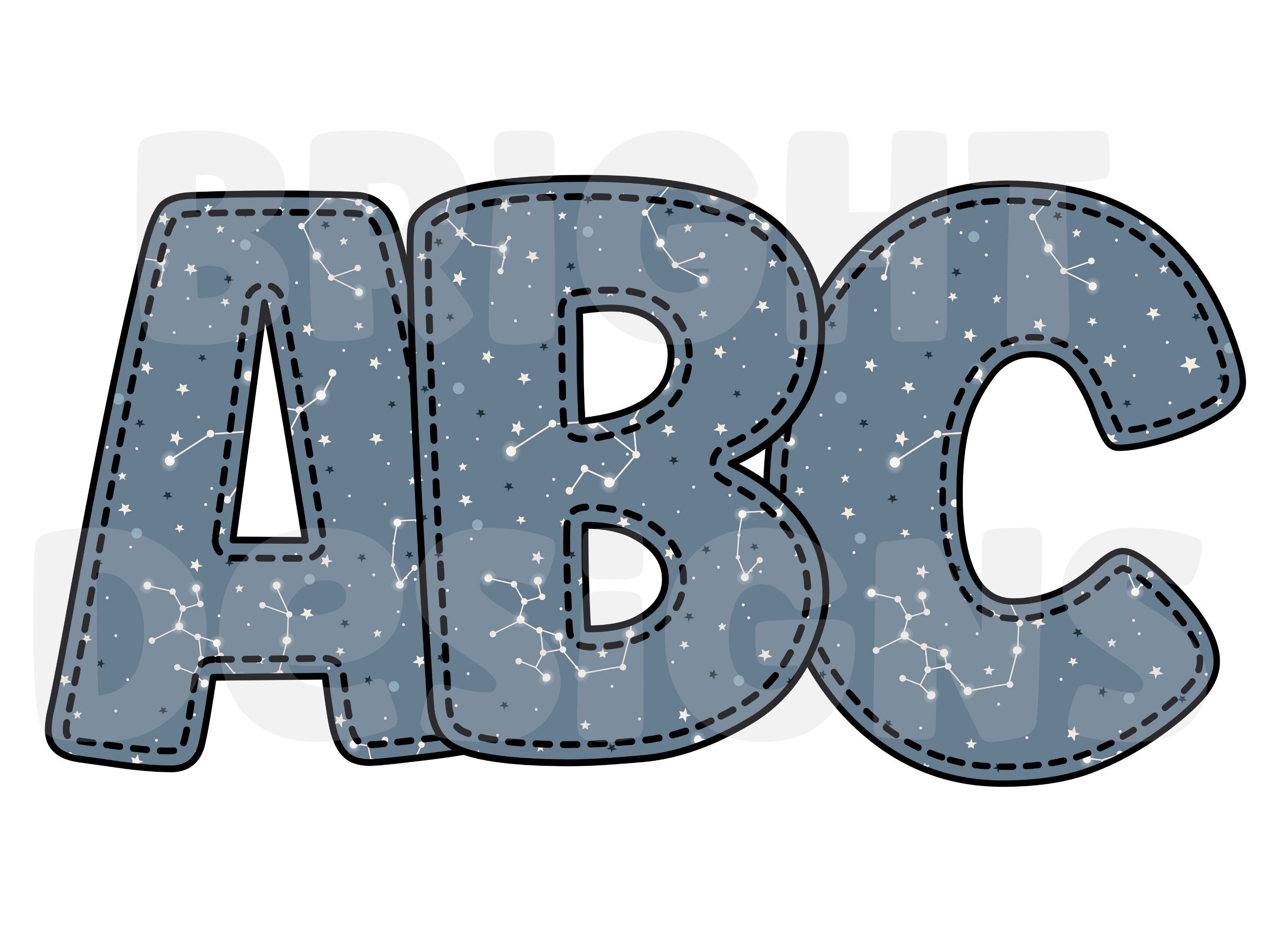 Space Clipart Letters 300dpi Transparent Png. 5 Styles of - Etsy