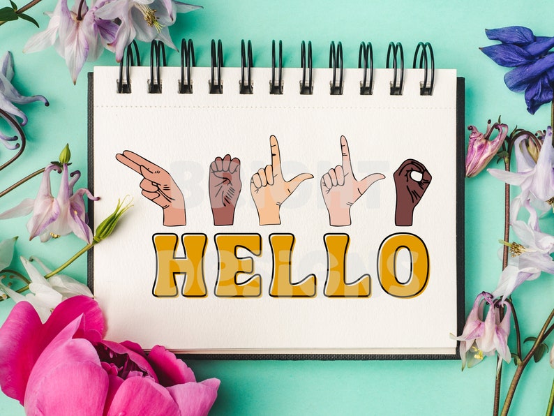 Hello Sign Language Clipart Graphic 300dpi Transparent Png, Pdf and Jpg ...