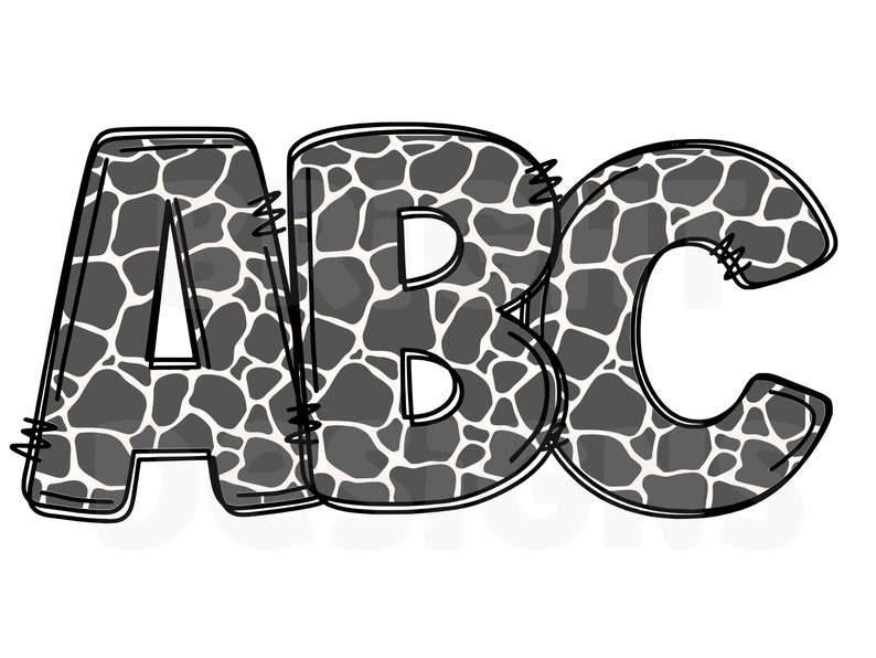Black and White Animal Print Alphabet Clipart Letters 300dpi ...