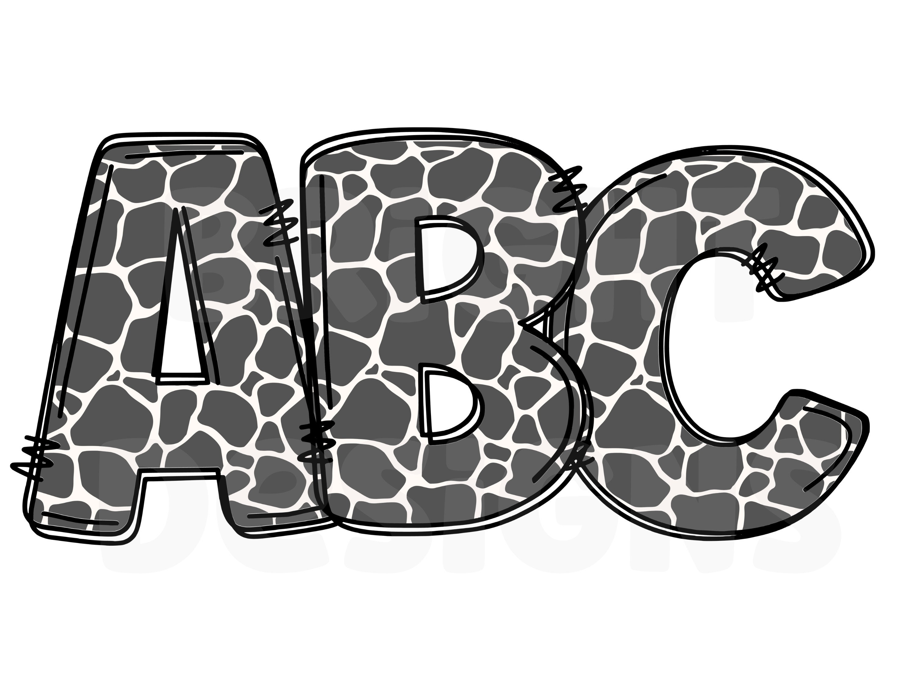 Black and White Animal Print Alphabet Clipart Letters 300dpi - Etsy