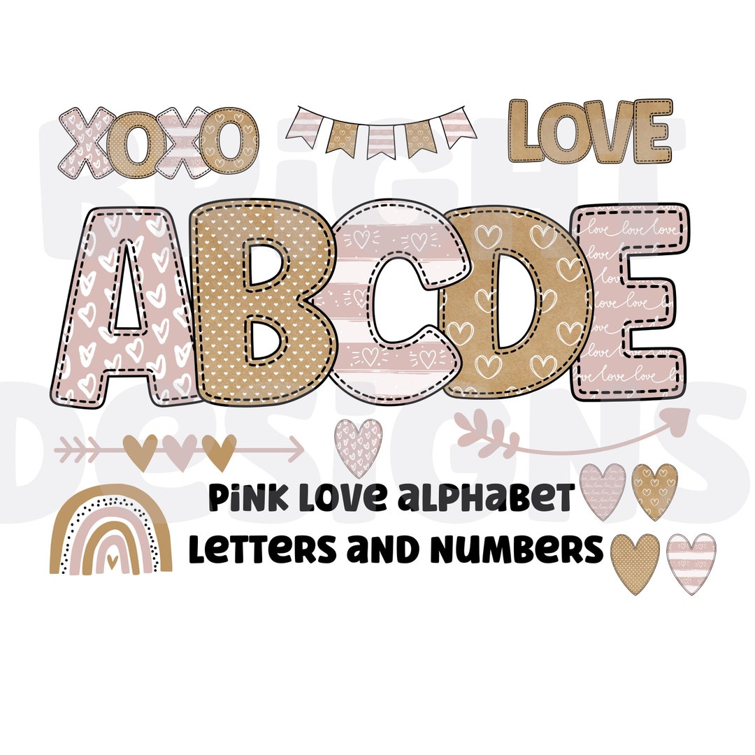 Pink Love Clipart Letters 300dpi Transparent Png. 5 Styles of Alphabet ...