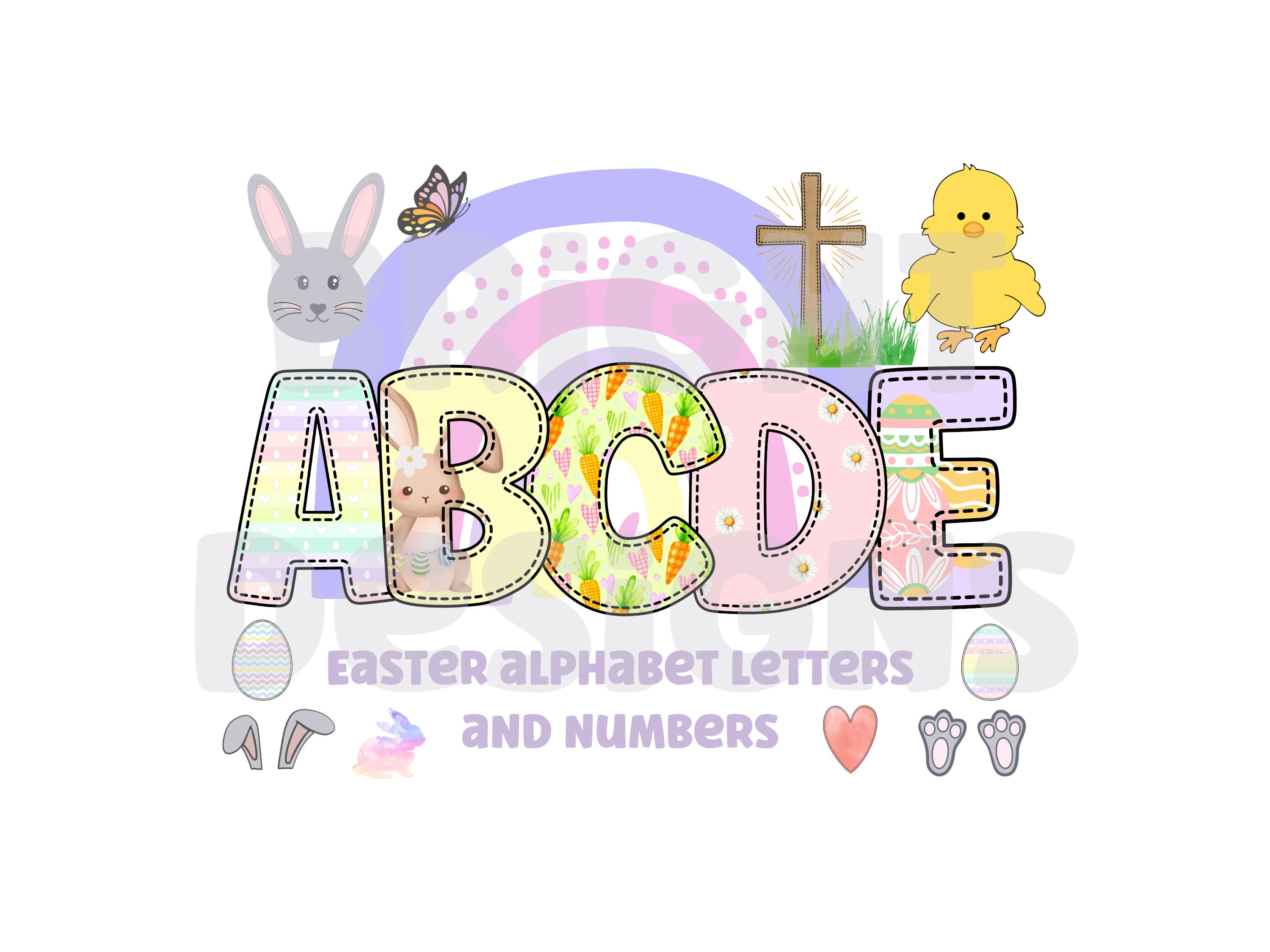 Easter Clipart Letters 300dpi Transparent Png. 5 Styles of - Etsy