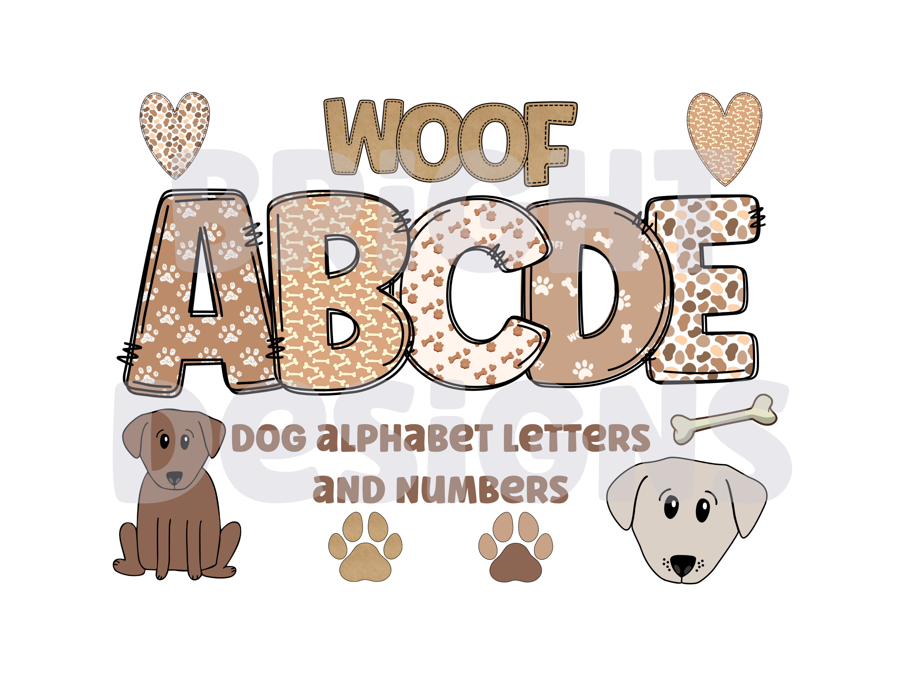 Dog Clipart Alphabet Letters 300dpi Transparent Png. 5 Styles - Etsy