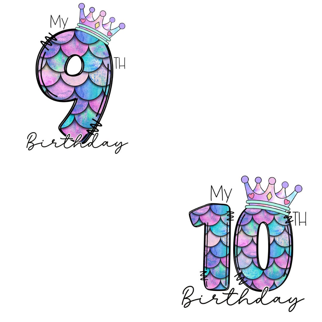 Mermaid Birthday Numbers Png Clipart Letters 300dpi Transparent Png ...
