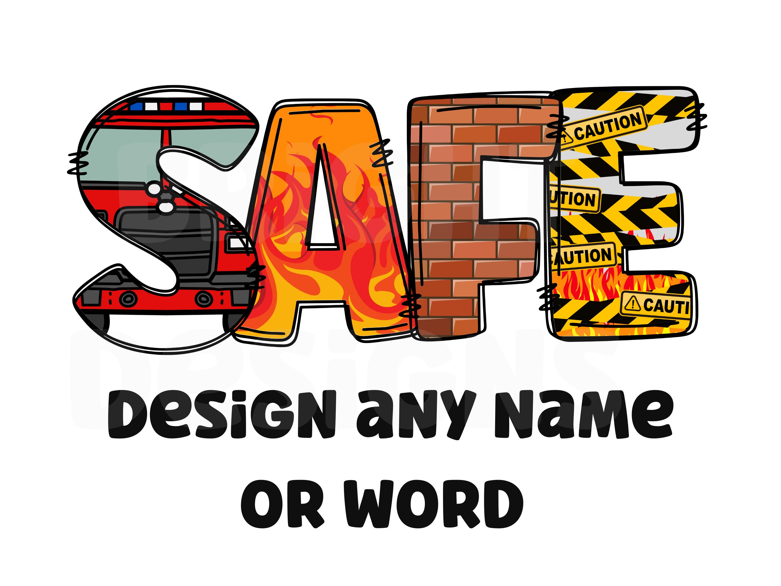 Fire Safety Clipart Letters 300dpi Transparent Png. 5 Styles - Etsy