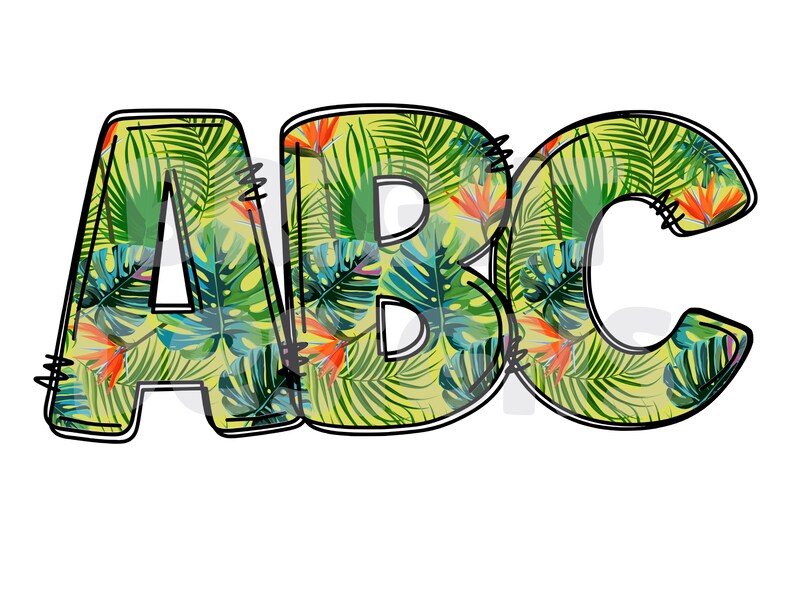Tropical Clipart Letters 300dpi Transparent Png. 5 Styles of Alphabet ...