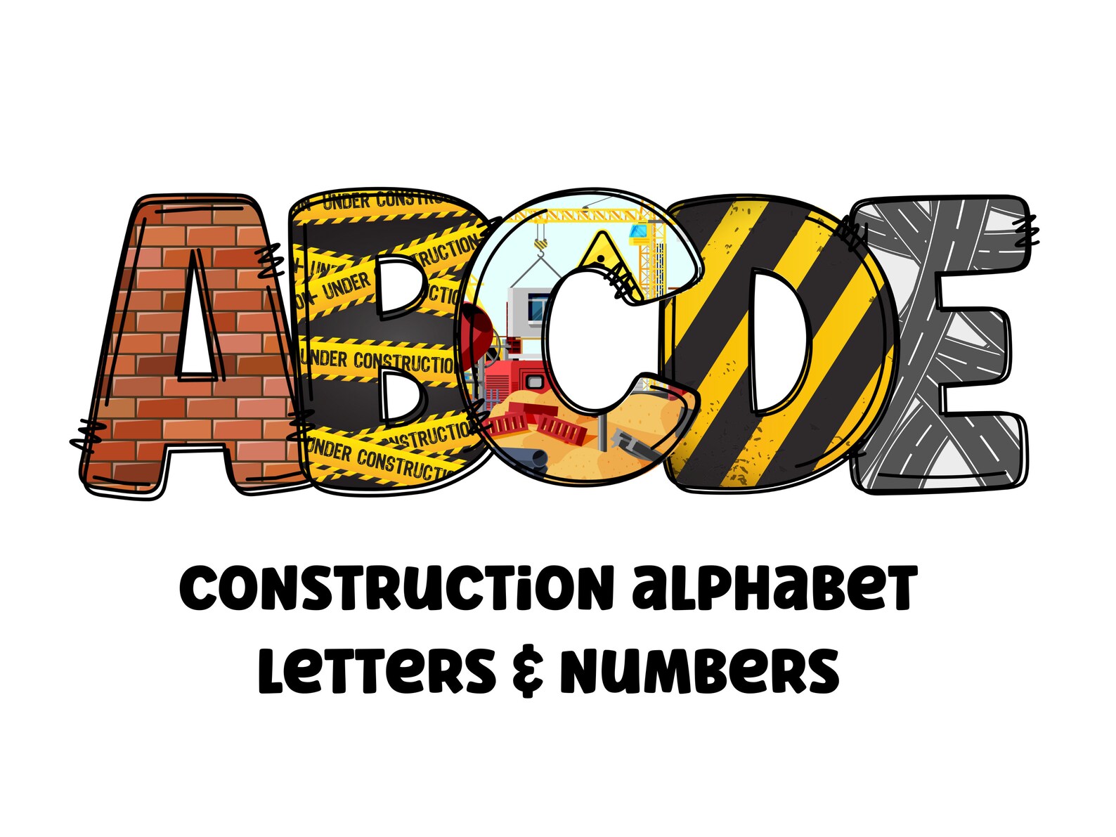 Construction Clipart Letters 300dpi Transparent Png. 5 Styles - Etsy