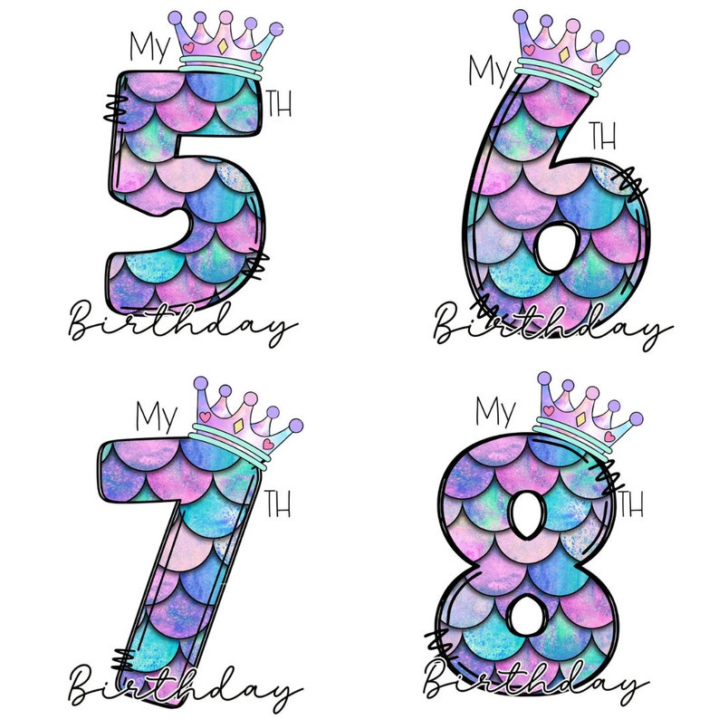Mermaid Birthday Numbers Png Clipart Letters 300dpi Transparent Png ...