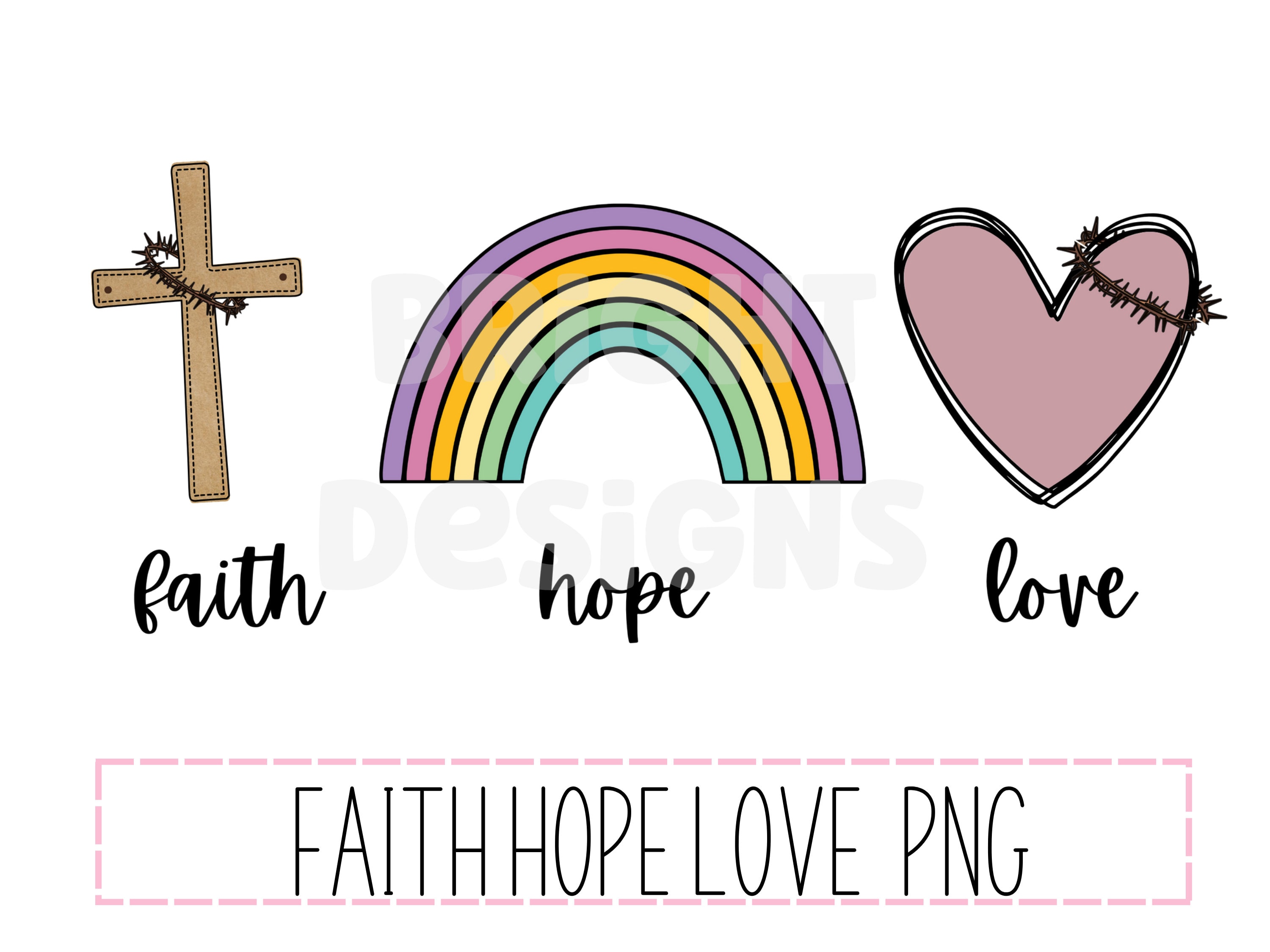 Faith Hope Love Clipart Graphic 300dpi Transparent Png, Pdf and Jpg - Etsy