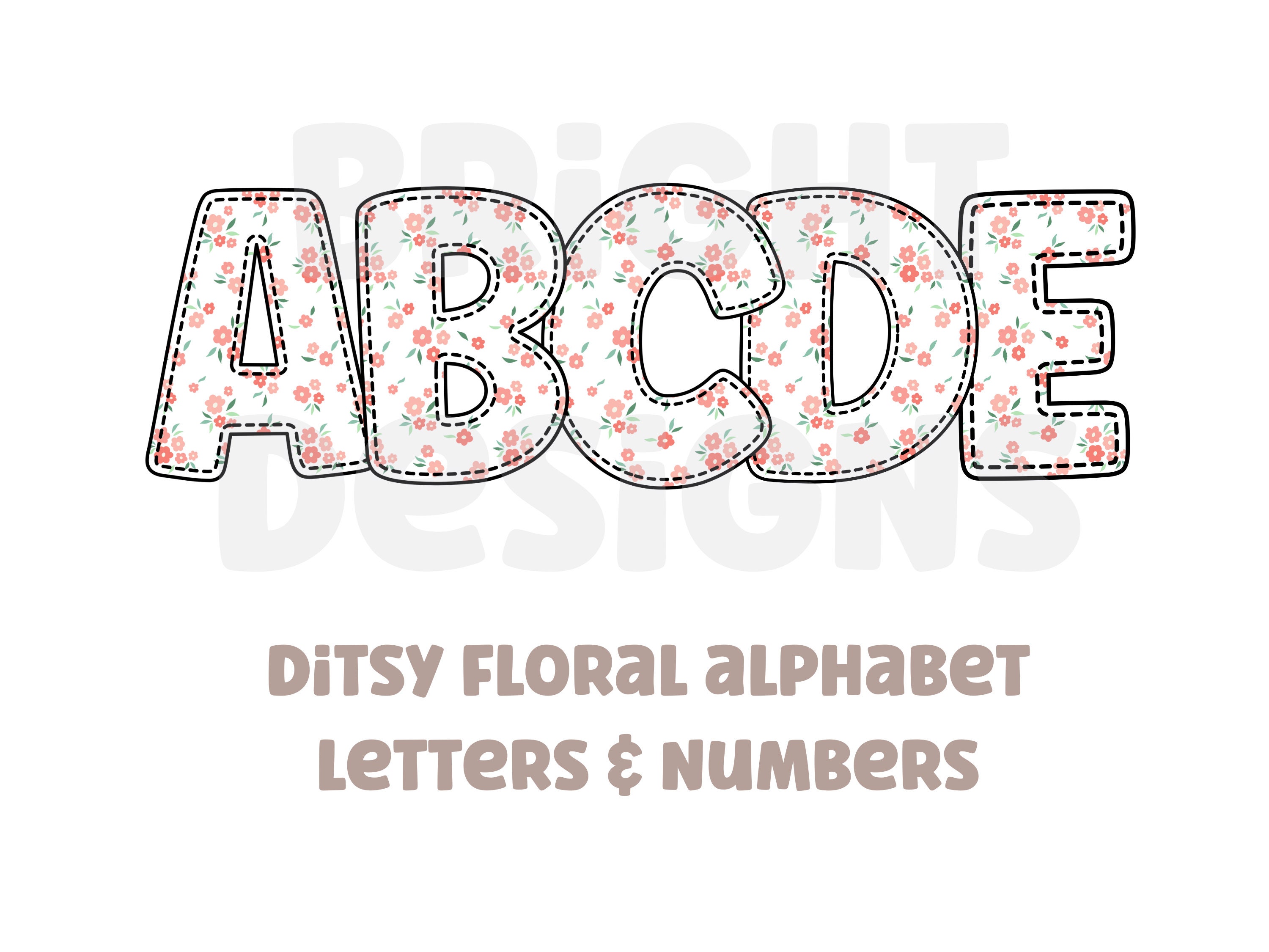 Ditsy Floral Clipart Letters 300dpi Transparent Png. 1 Set of Alphabet ...