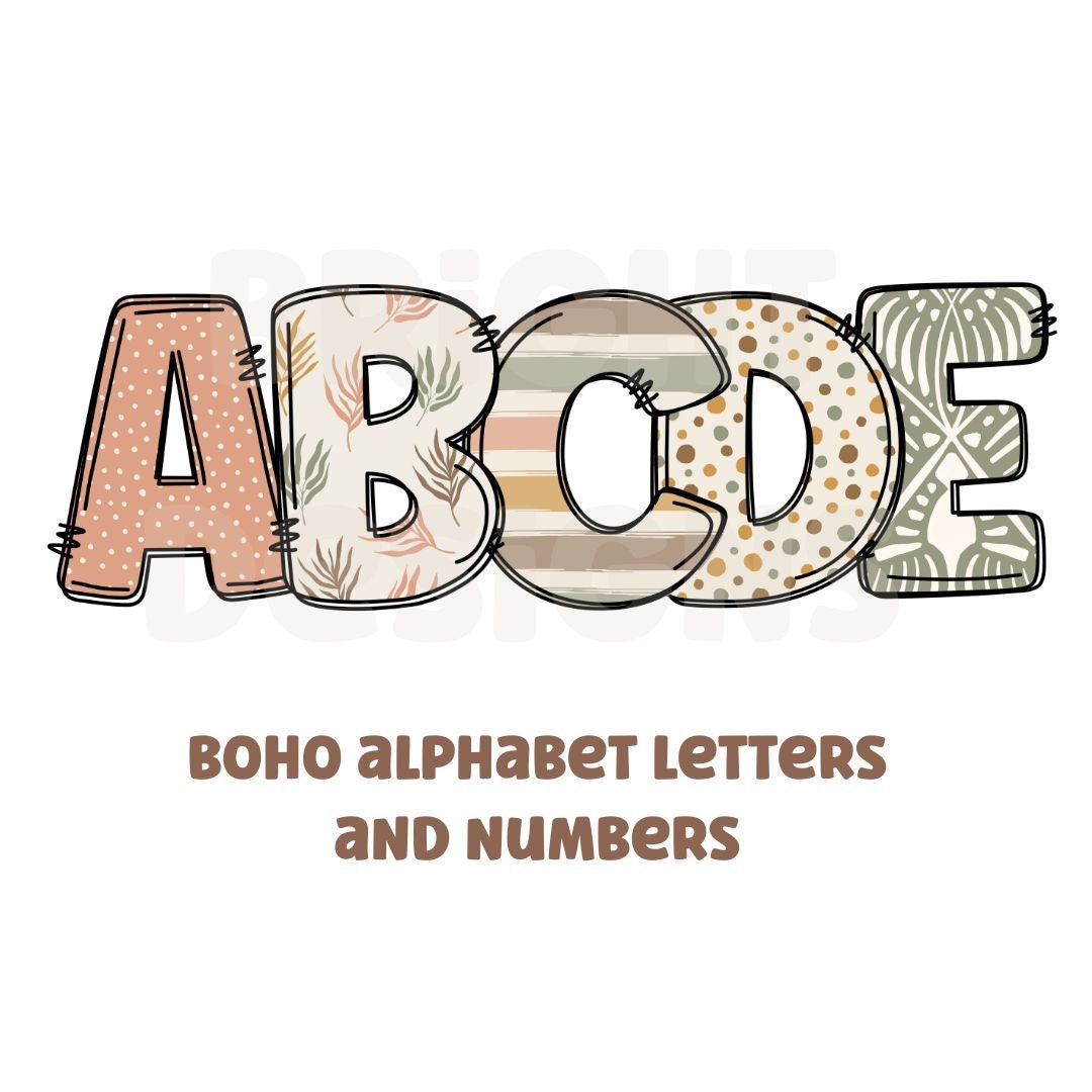 Boho Clipart Letters 300dpi Transparent Png. 5 Styles of Alphabet ...