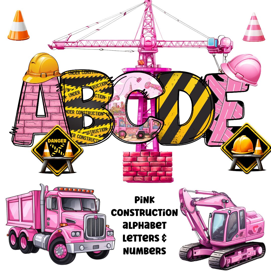 Pink Construction Clipart Letters 300dpi Transparent Png. 5 Styles of ...