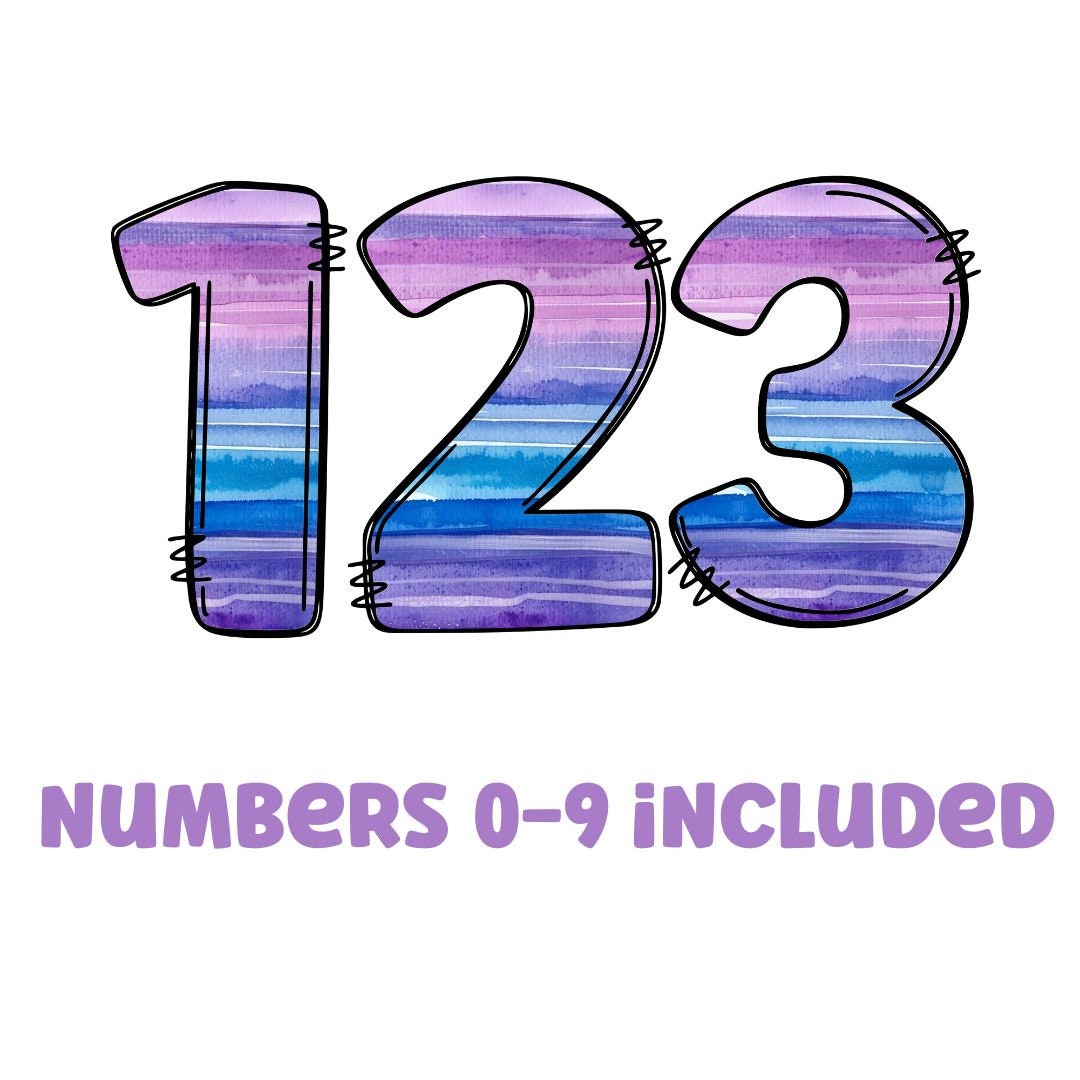 Purple and Blue Watercolor Alphabet Png Clipart Letters 300dpi ...