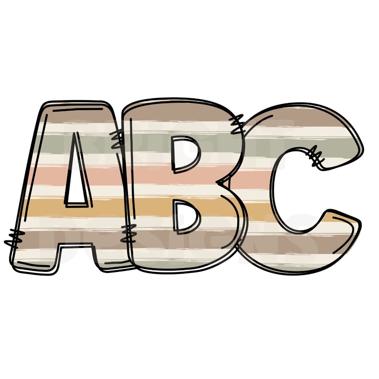 Boho Clipart Letters 300dpi Transparent Png. 5 Styles of Alphabet ...