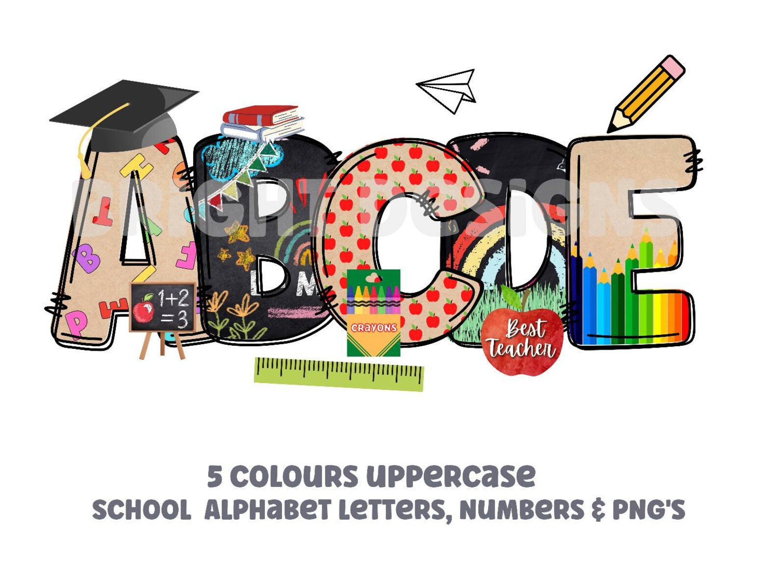 School Teacher Clipart Letters 300dpi Transparent Png. 5 Styles of ...