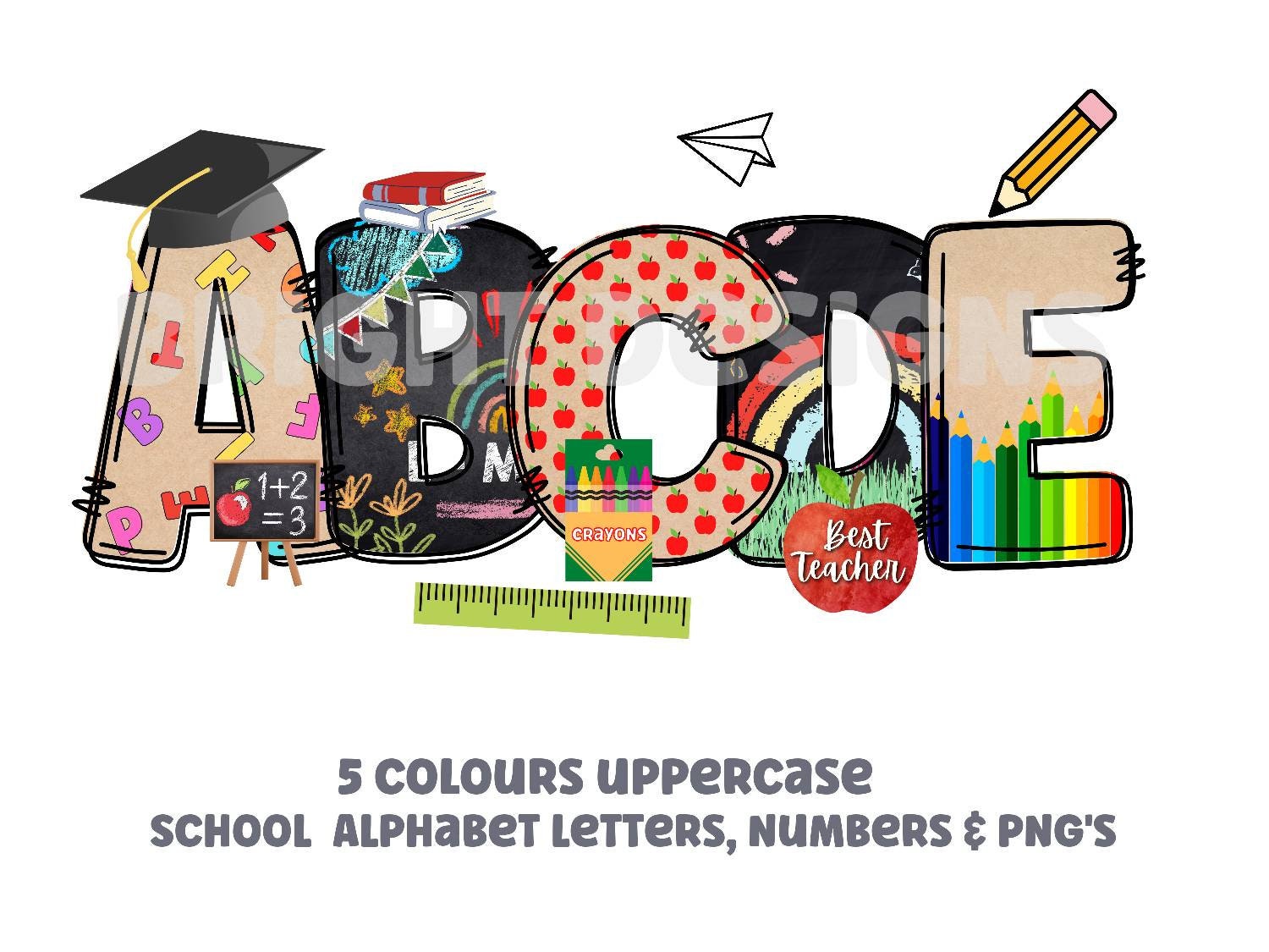 School Teacher Clipart Letters 300dpi Transparent Png. 5 Styles of ...