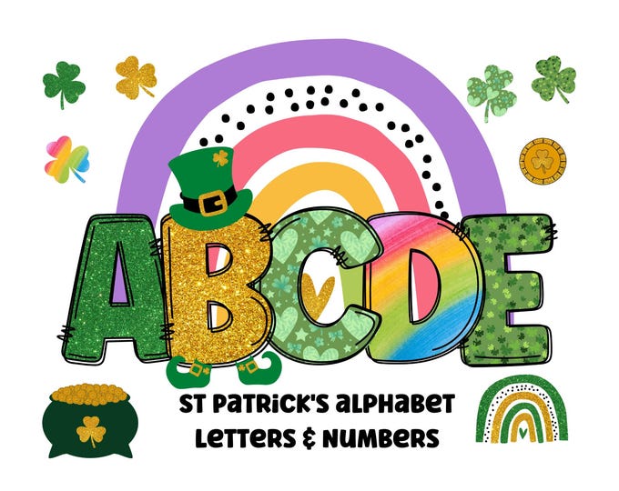 St. Patrick Alphabet Clipart, Alphabet PNG, Letters Clipart, Nursery ...