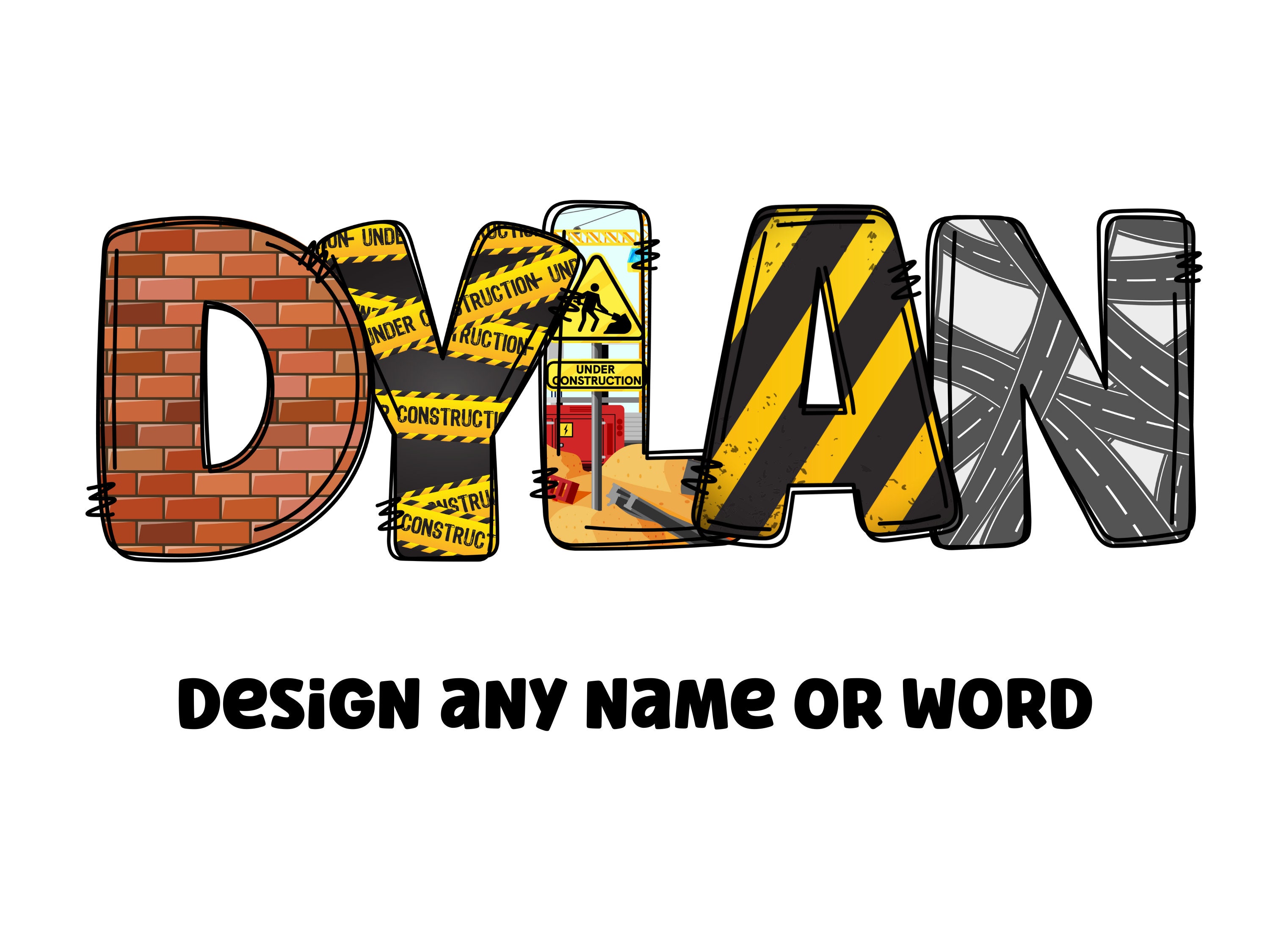 Construction Clipart Letters 300dpi Transparent Png. 5 Styles - Etsy