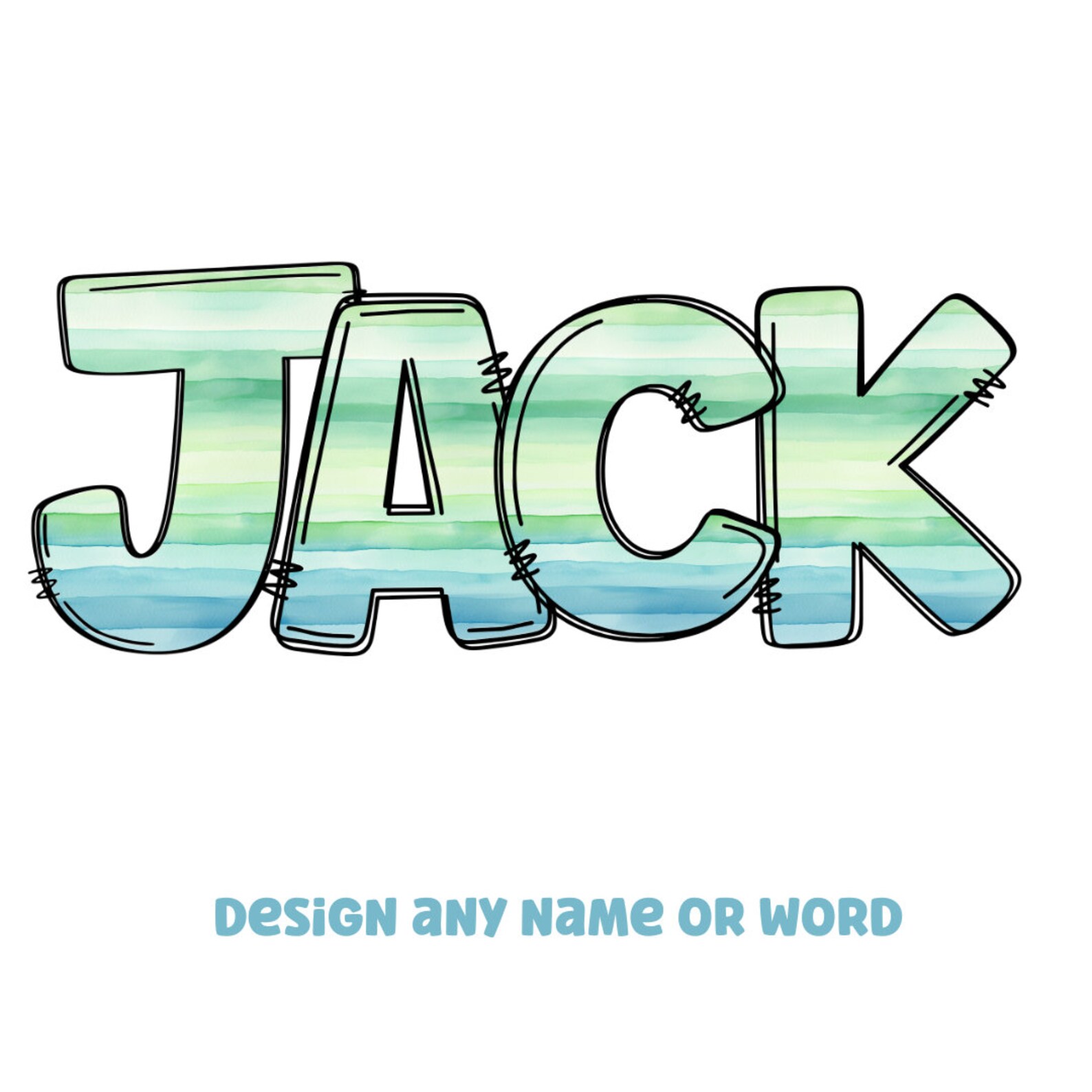 Blue and Green Watercolor Alphabet Png Clipart Letters 300dpi ...