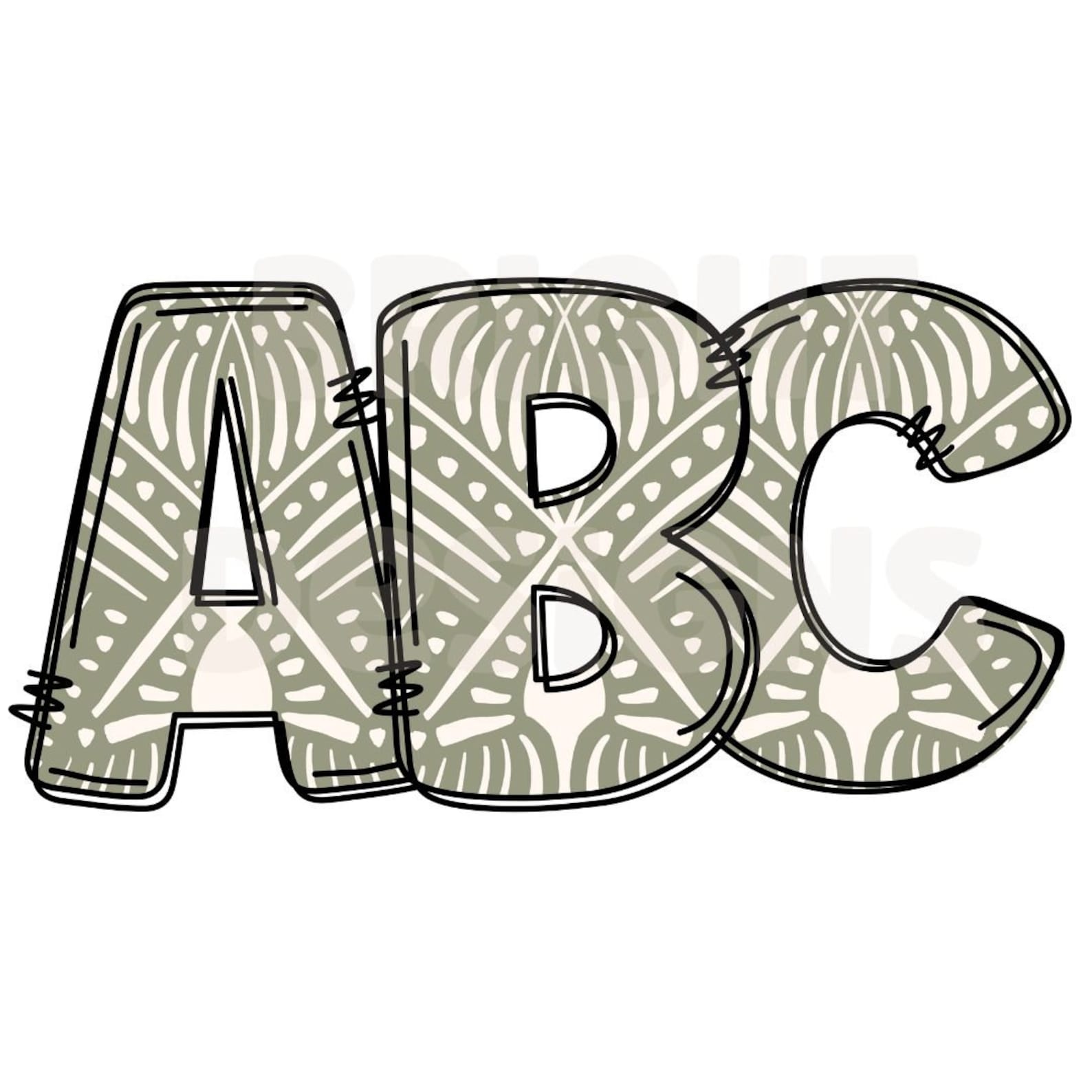 Boho Clipart Letters 300dpi Transparent Png. 5 Styles of Alphabet ...