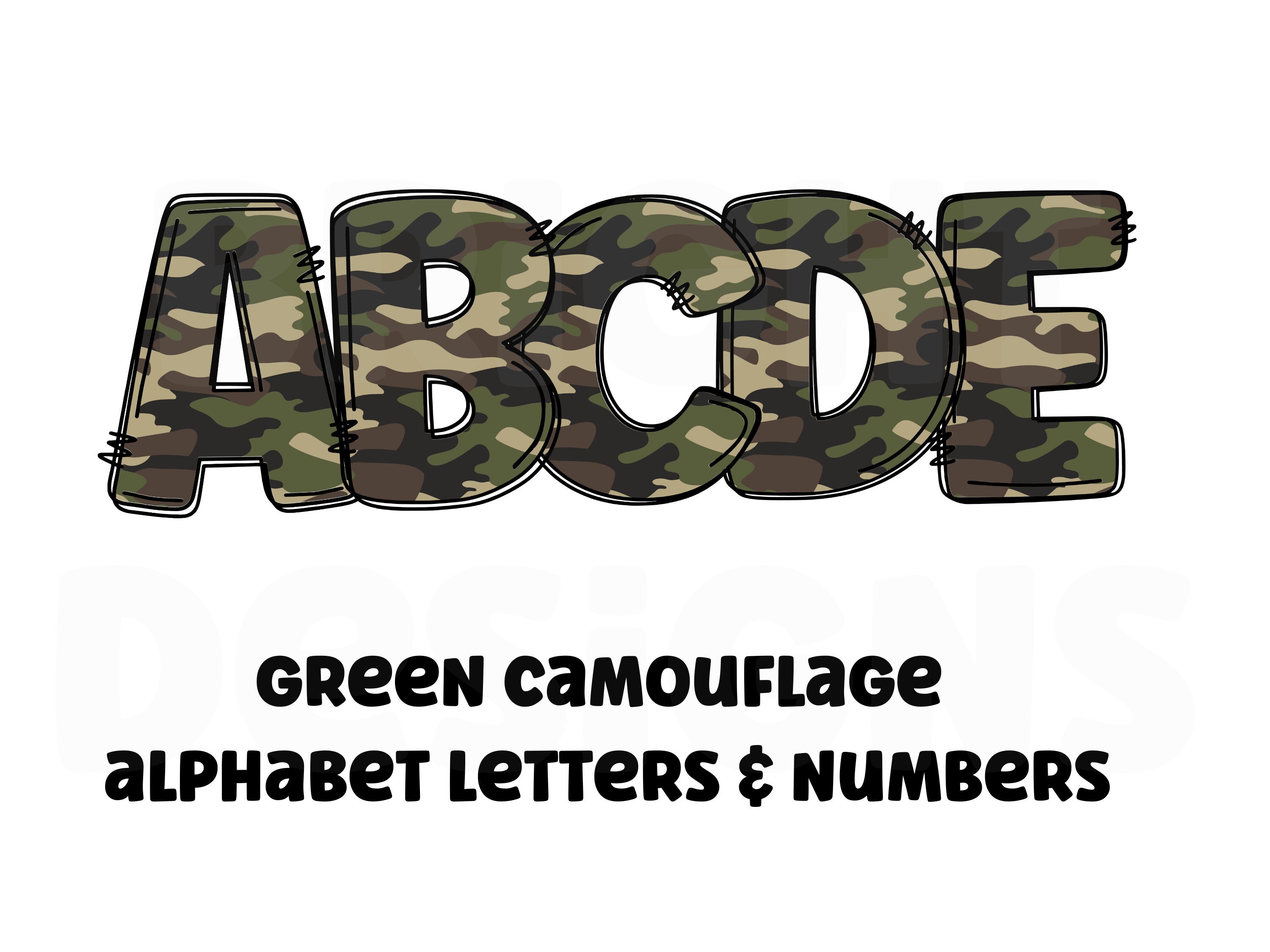 Green Camouflage Alphabet Letters Transparent Pngs of A-Z - Etsy