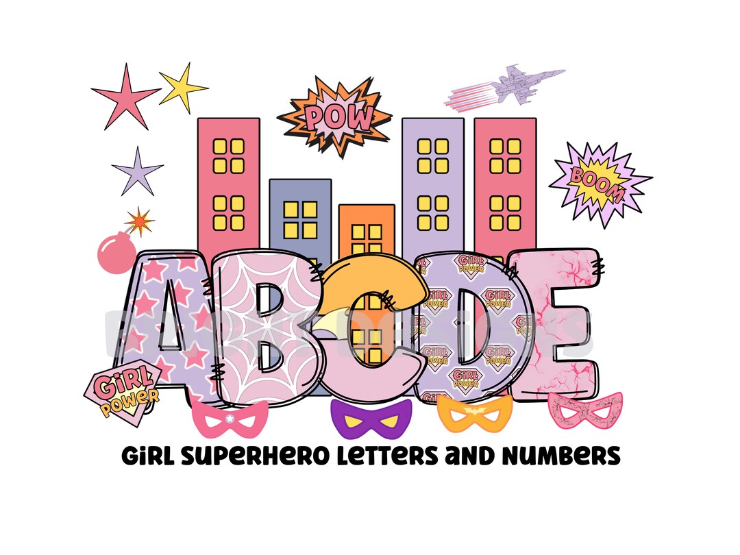 Girls Super Heroes Clipart Letters 300dpi Transparent Png. 5 Styles of ...