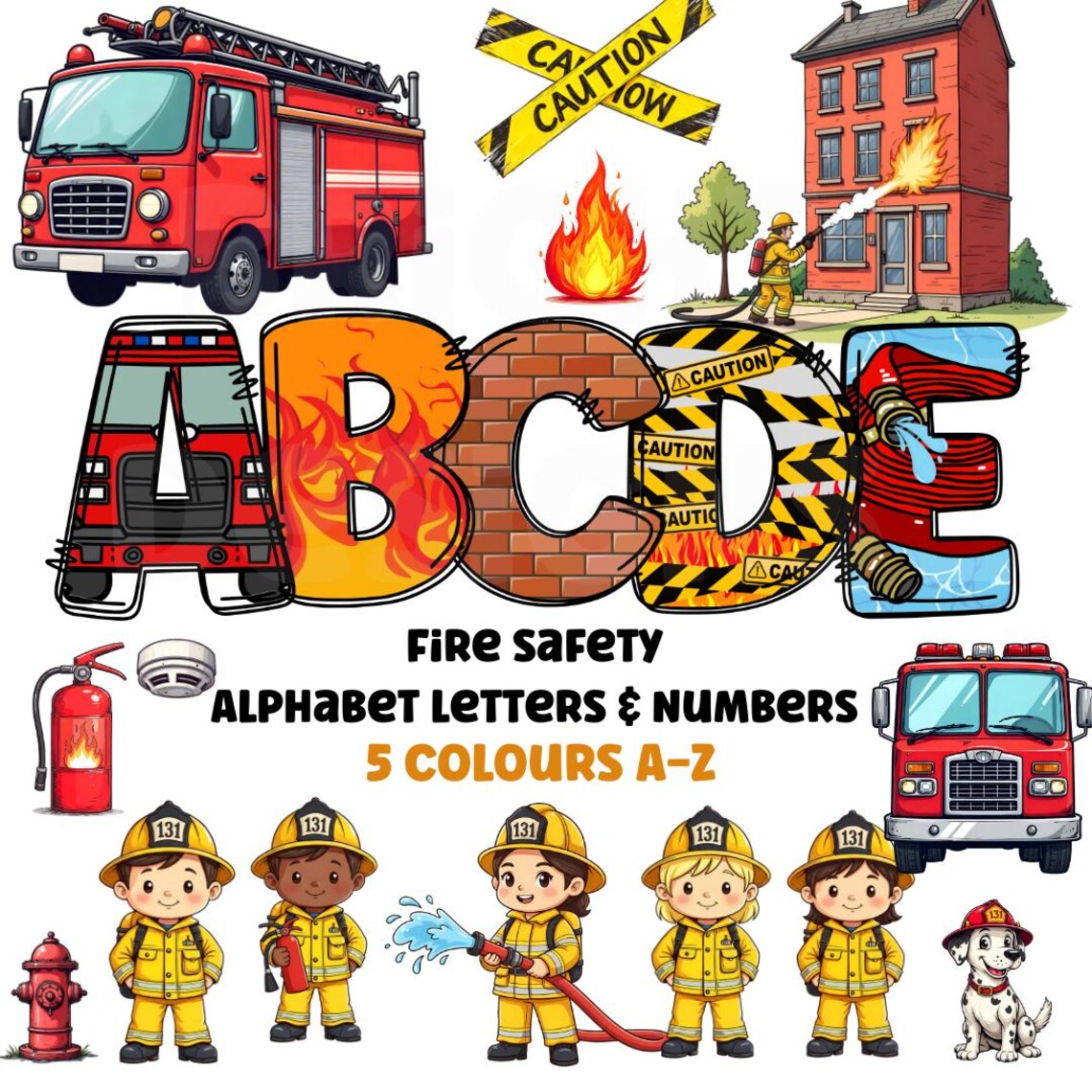 Fire Safety Clipart Letters 300dpi Transparent Png. 5 Styles of ...