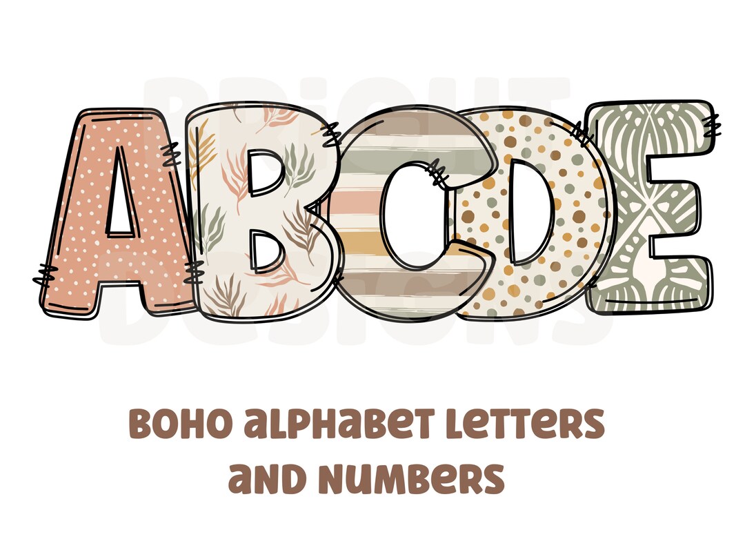 Boho Clipart Letters 300dpi Transparent Png. 5 Styles of - Etsy