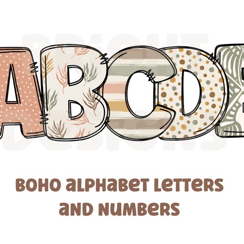 Boho Clipart Letters 300dpi Transparent Png. 5 Styles of - Etsy