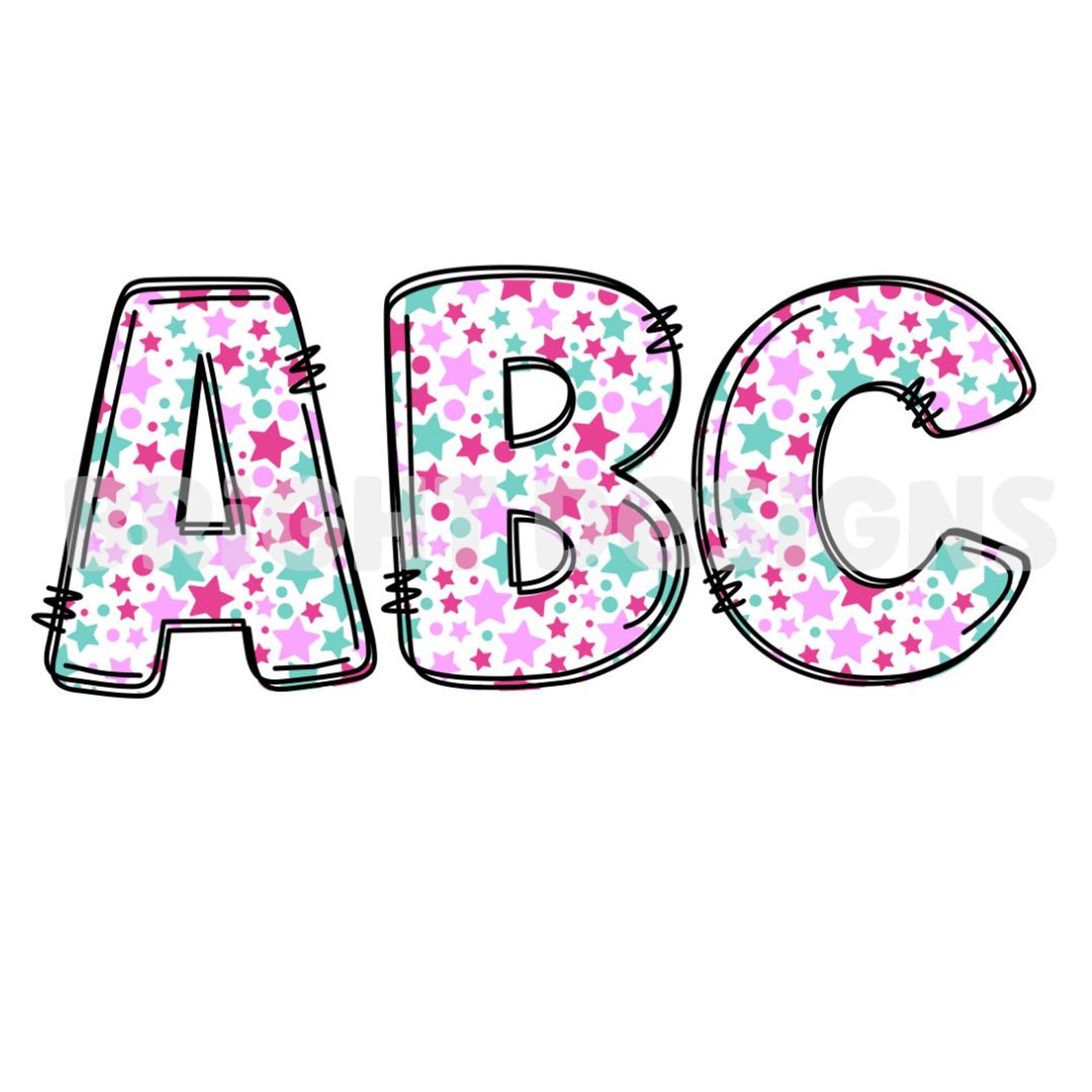 Pink Dream Alphabet Clipart Letters 300dpi Transparent Png. 5 Styles of ...