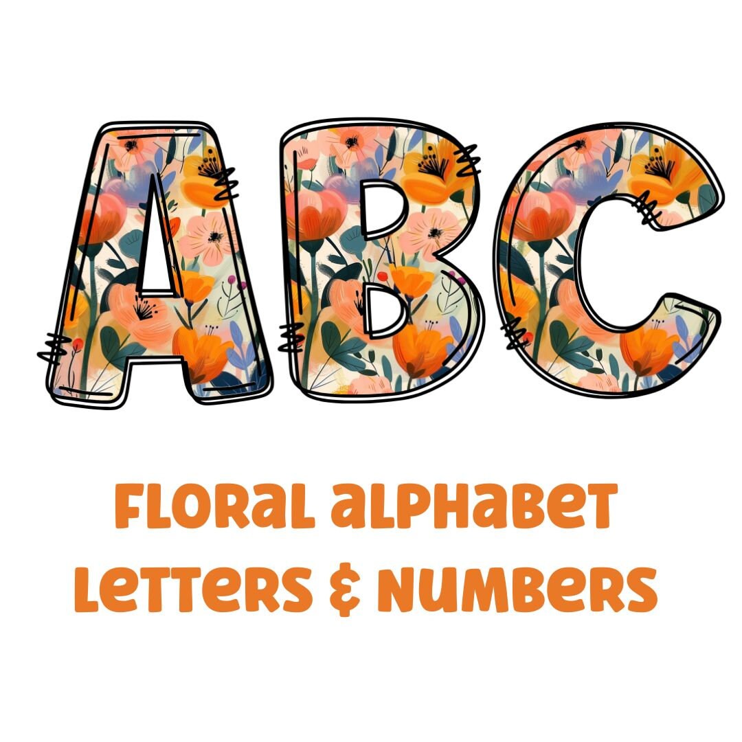 Floral Alphabet Letters Clipart Letters 300dpi Transparent Png. 1 Set ...