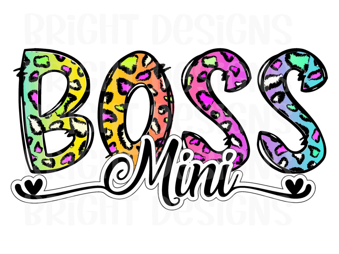 Mini Boss Rainbow Animal Print Graphic 300dpi Transparent Png, Pdf and ...