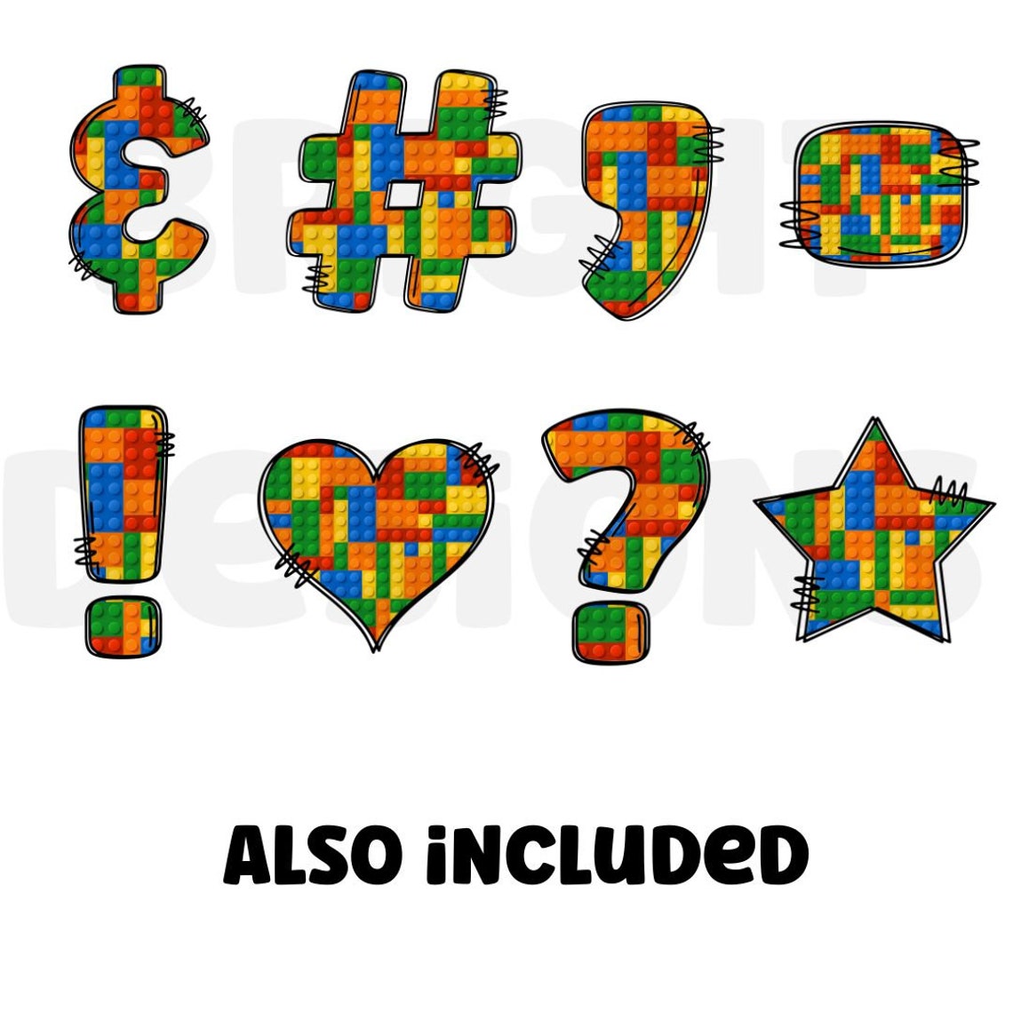 Building Bricks Alphabet Clipart Letters 300dpi Transparent Png. 1 Set ...