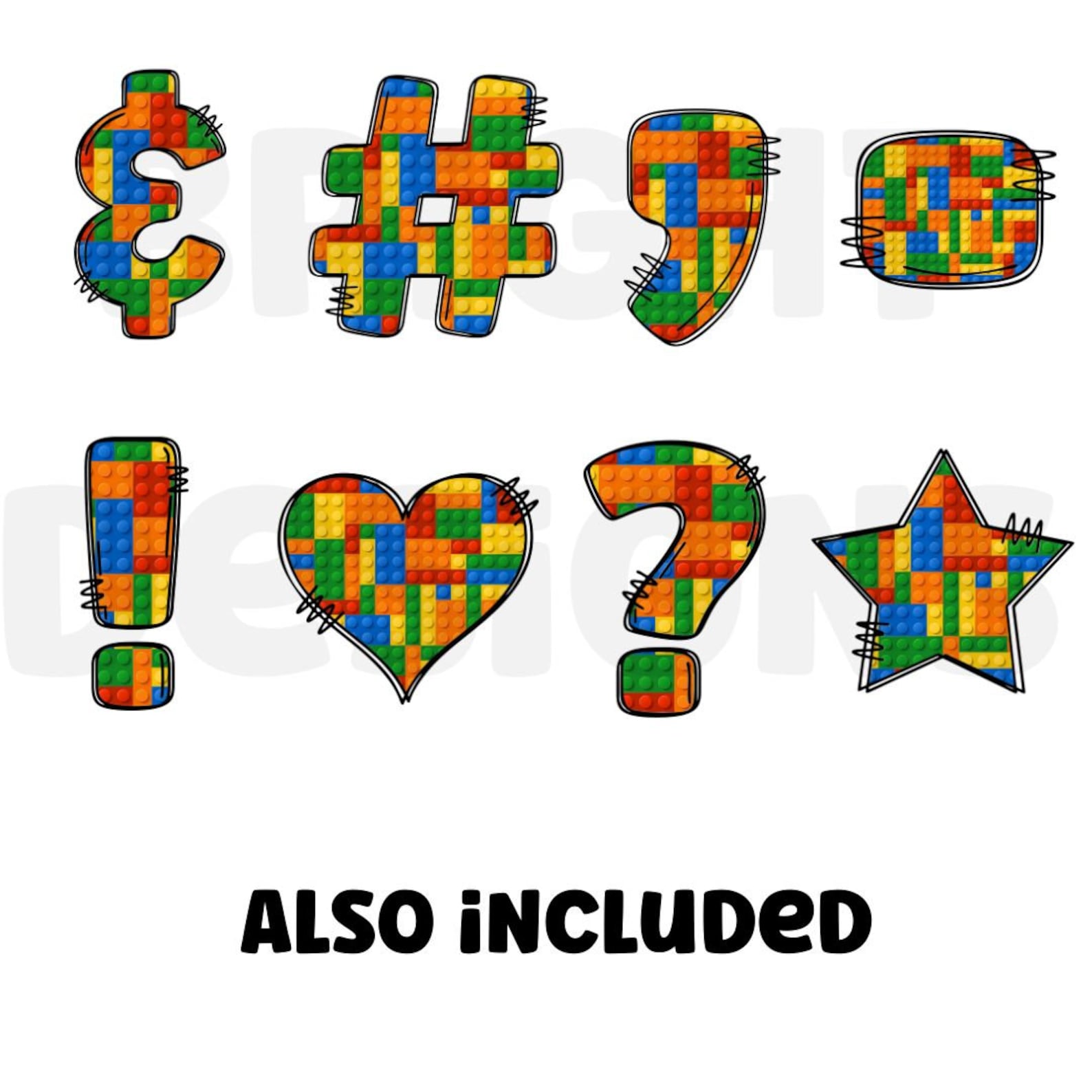 Building Bricks Alphabet Clipart Letters 300dpi Transparent Png. 1 Set ...