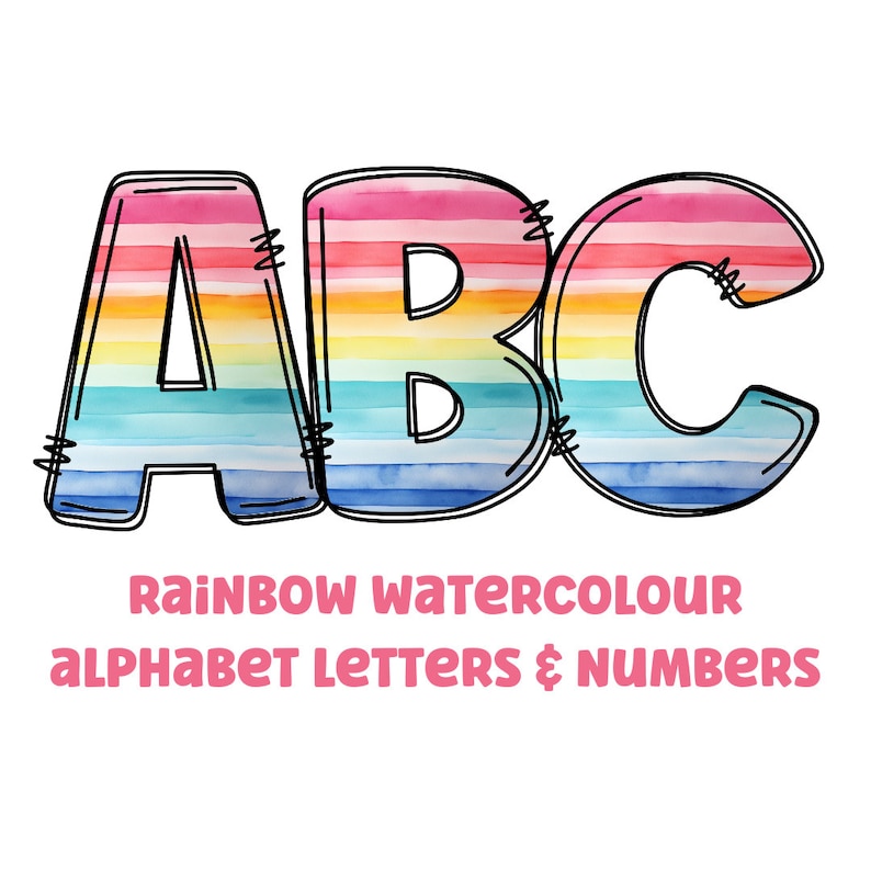 Rainbow Watercolor Alphabet Png Clipart Letters 300dpi Transparent Png ...